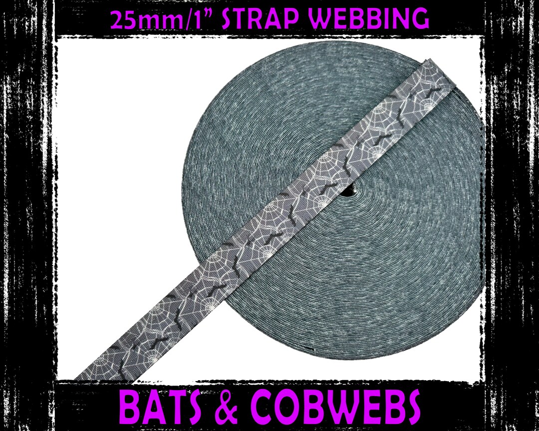25mm Grey Bats and Cobweb Webbing for DIY Straps. Bag Making Hardware ...