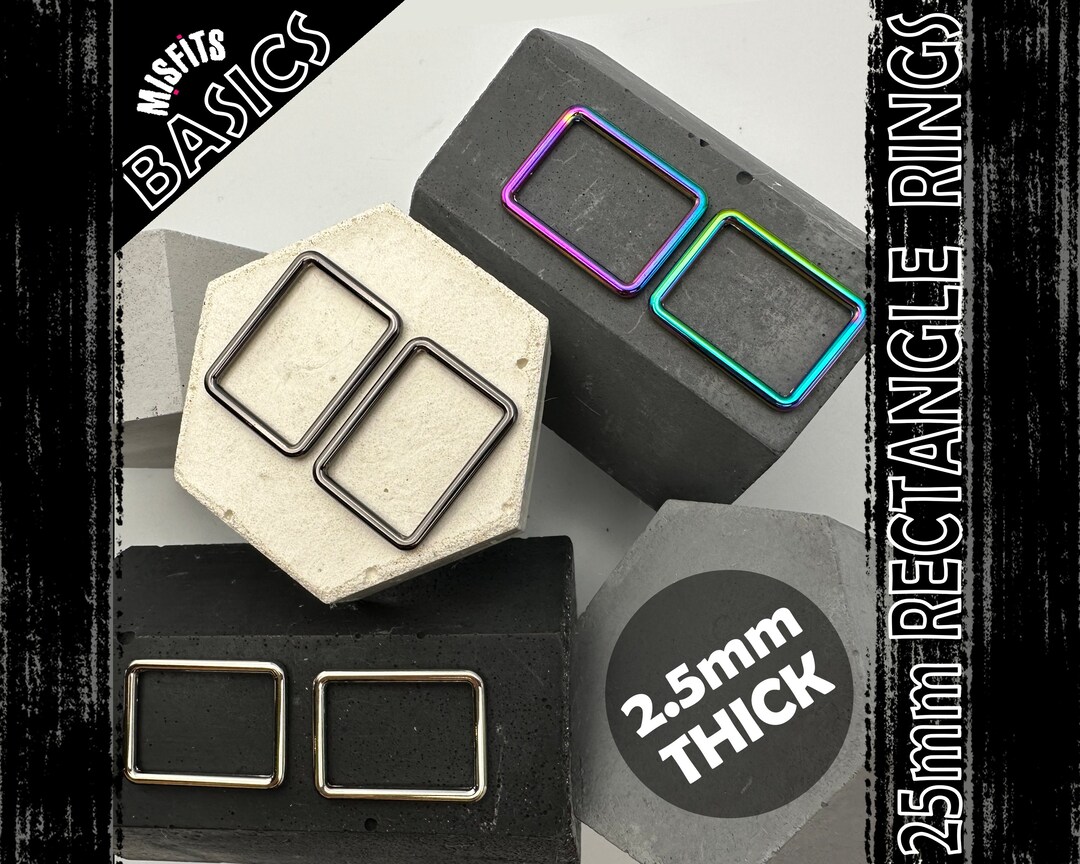 25mm Rectangle Rings for Bag Making, 2 Pack, Metal Loop Fittings for 1 ...