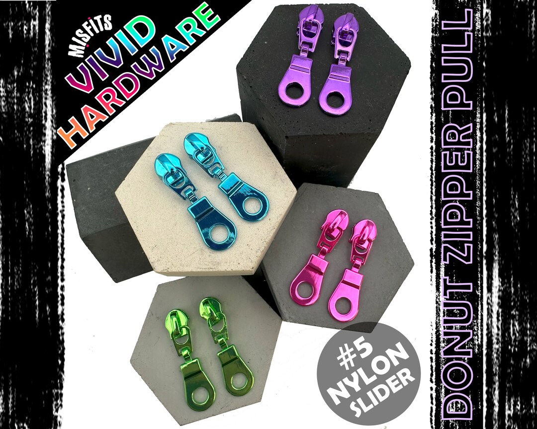 Donut Zipper Pulls in 4 Bright Colours. 2 Pack DIY Bag Making Hardware ...