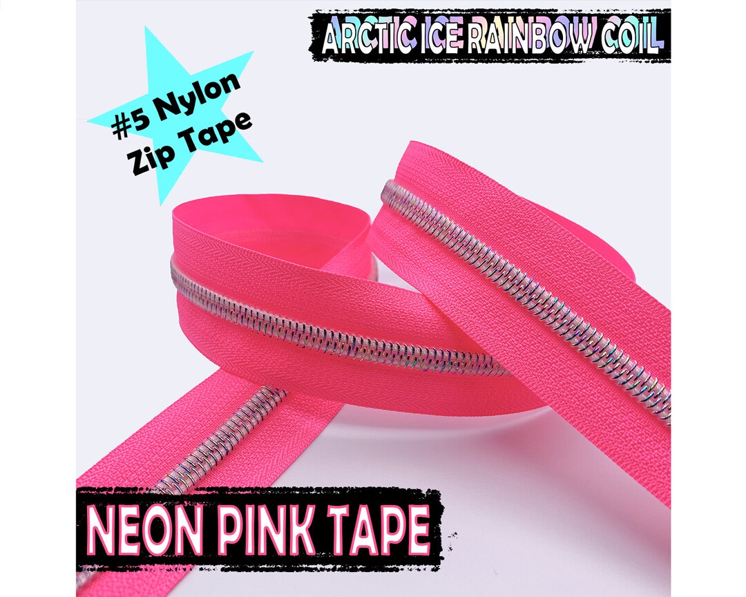 Neon Pink Zipper Tape 5 Nylon Zip Arctic Ice Collection - Etsy