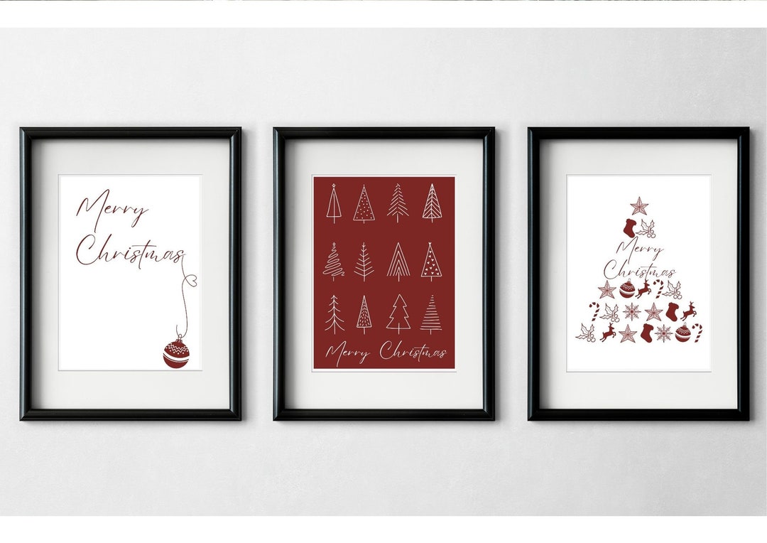 Christmas Prints, Set of 3, Printable Wall Art, Digital Download ...