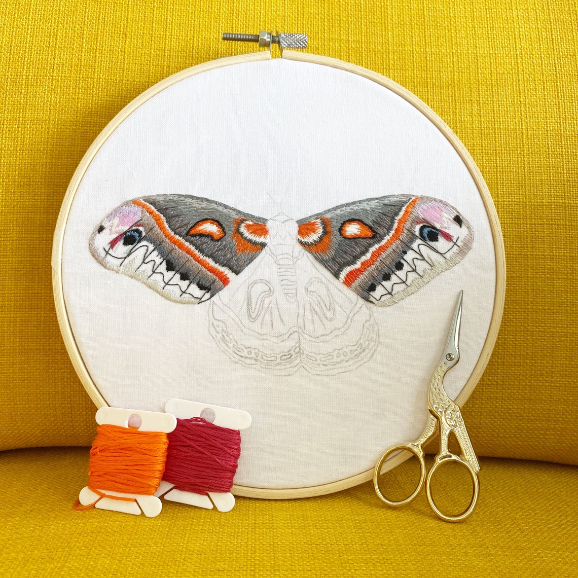 Cecropia Moth Embroidery PDF Pattern Suitable for Beginners - Etsy