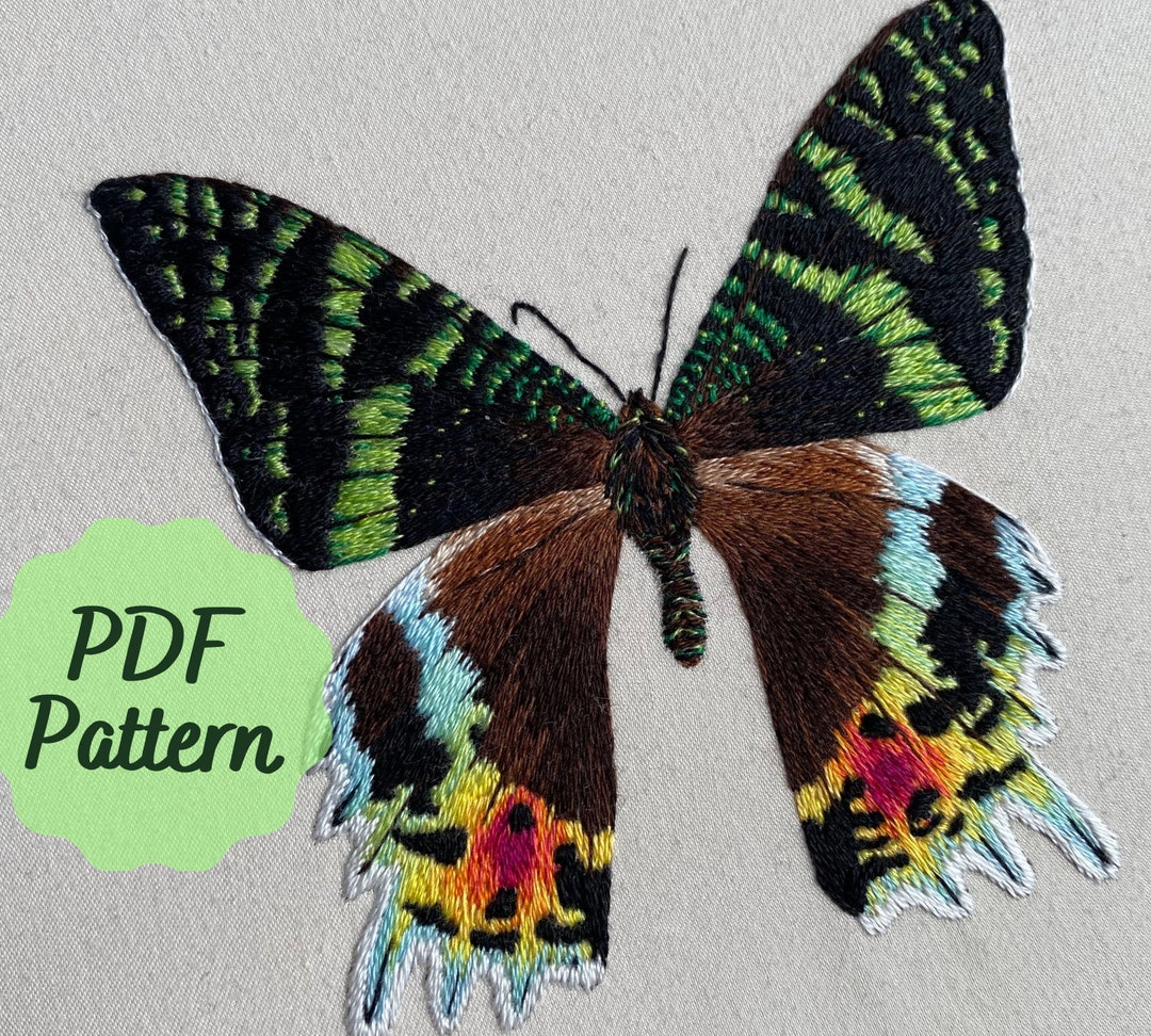 Madagascan Sunset Moth Embroidery Pattern - Recto | Thread Painting ...