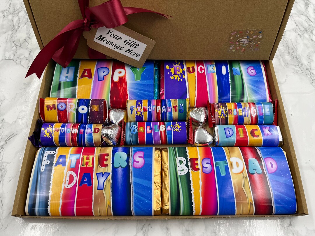 Rude Fathers Day Gift for Dad Novelty Fun Wrapper Chocolate Hamper Gift ...