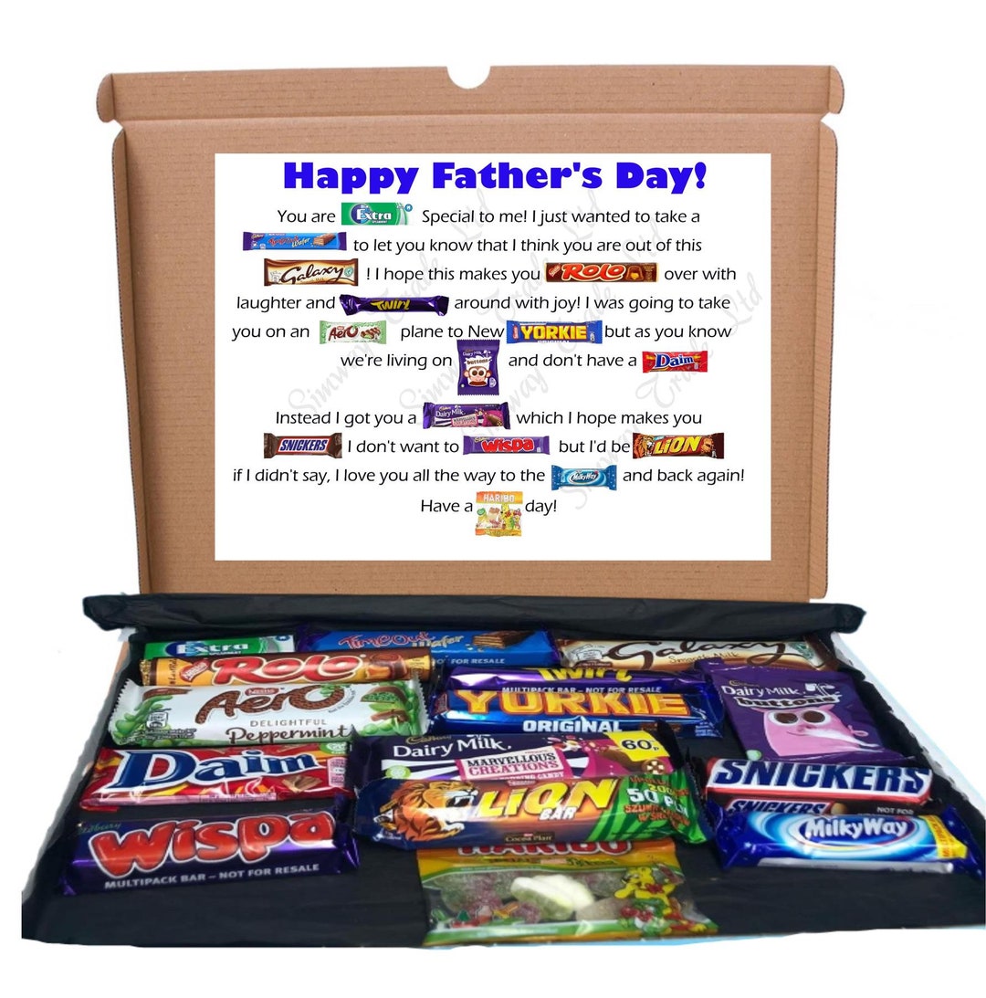 Happy Fathers Day Chocolate Gift Box Candy Poem Letterbox Treats for ...