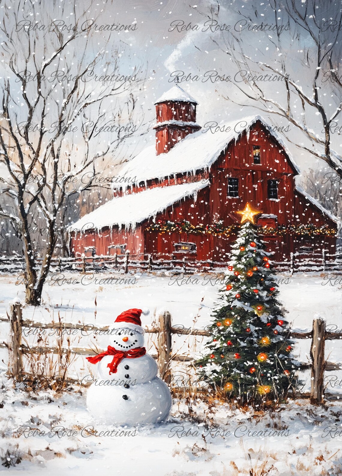 1387 Snowman Farm A4 Rice Paper - Etsy