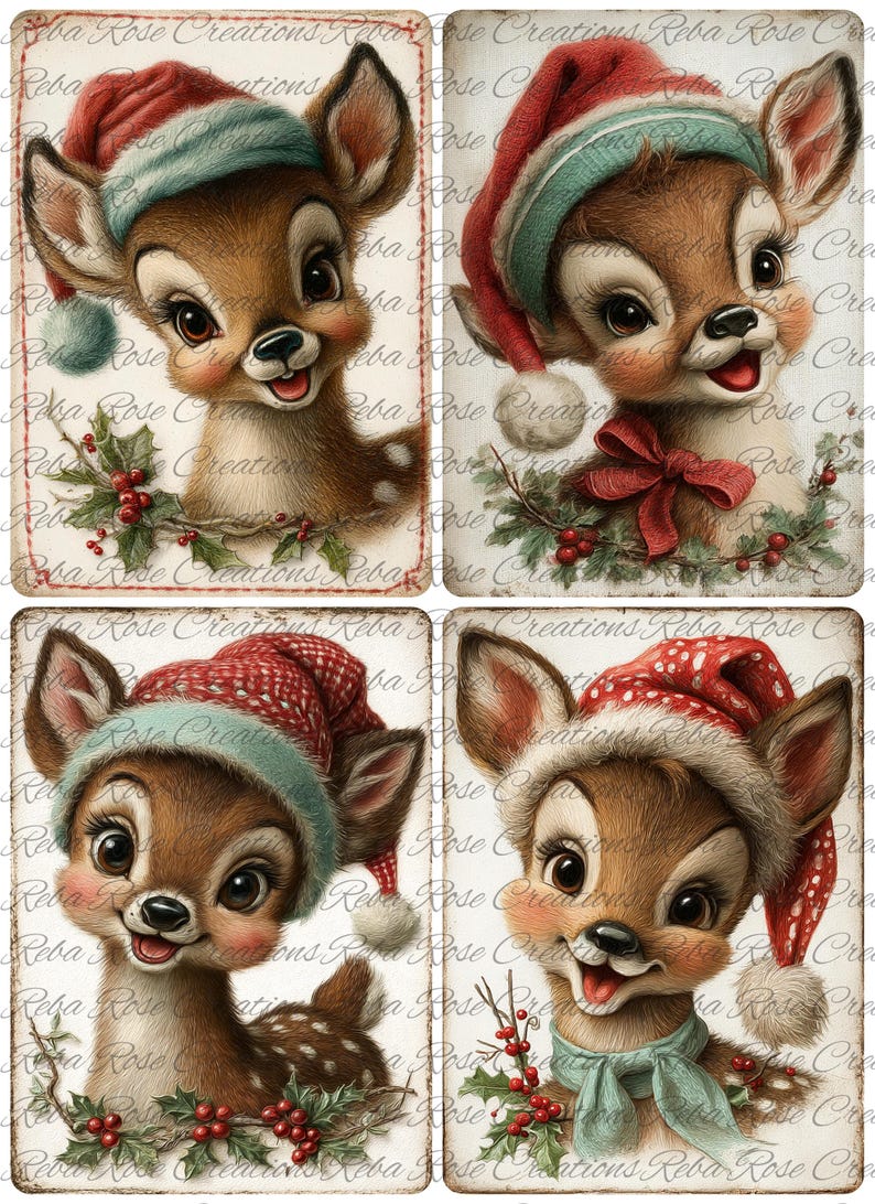 2310 Vintage Christmas Deer A4 Rice Paper - Etsy