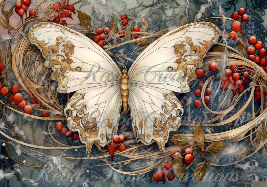 0435 Whimsical Christmas Butterfly A4 Rice Paper - Etsy