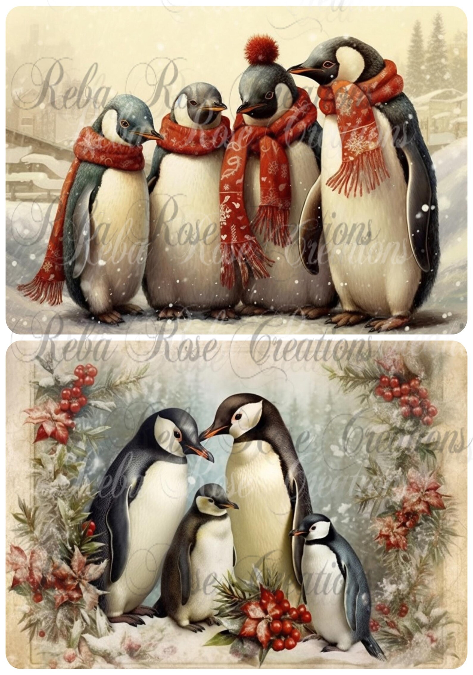 0438 Winter Penguins A4 Rice Paper - Etsy