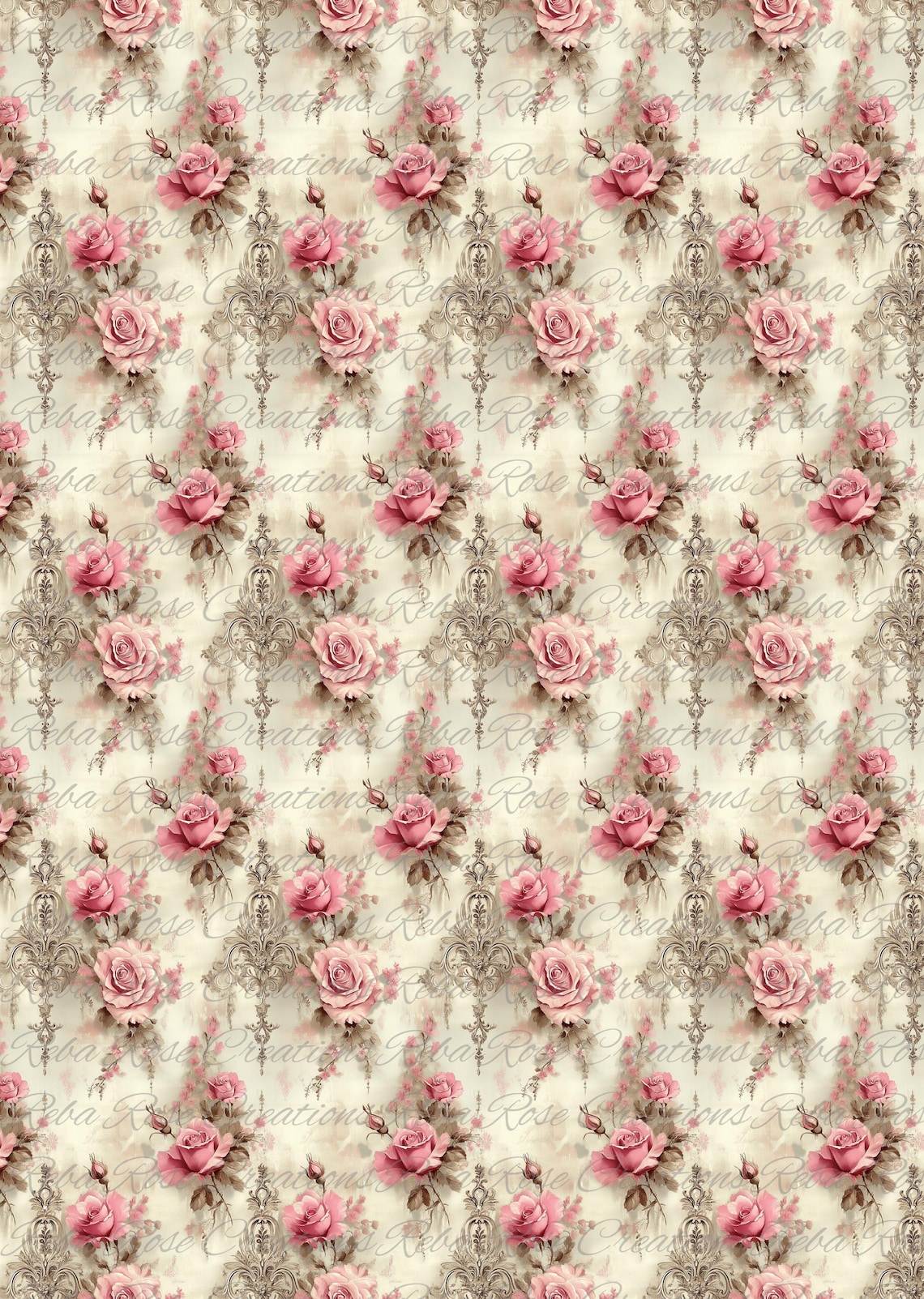Spring Pink Rose Pattern A4 Rice Paper/a4 Decoupage Paper Pink Rose ...