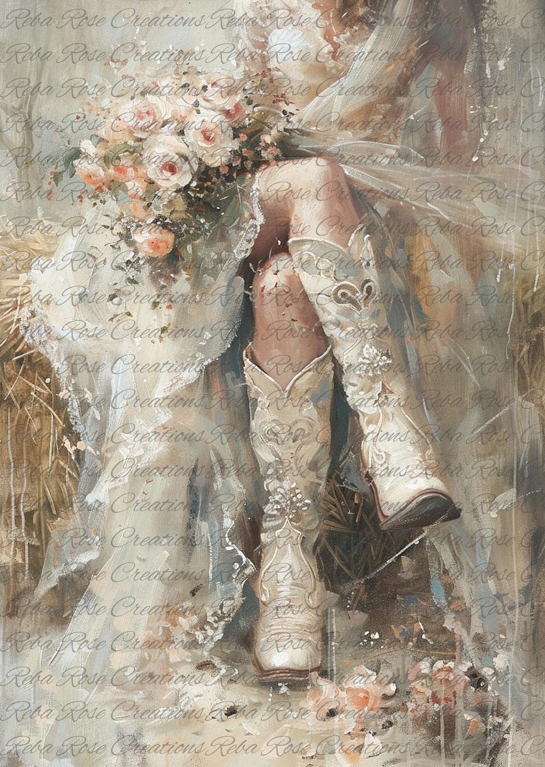 Western Wedding Boots A4 Decoupage Paper 1694/A4 Rice Paper Wedding ...
