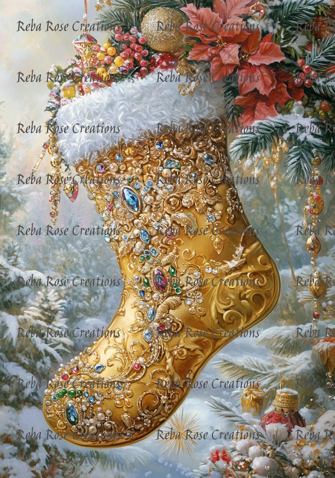 1354 Golden Stocking A4 Rice Paper - Etsy