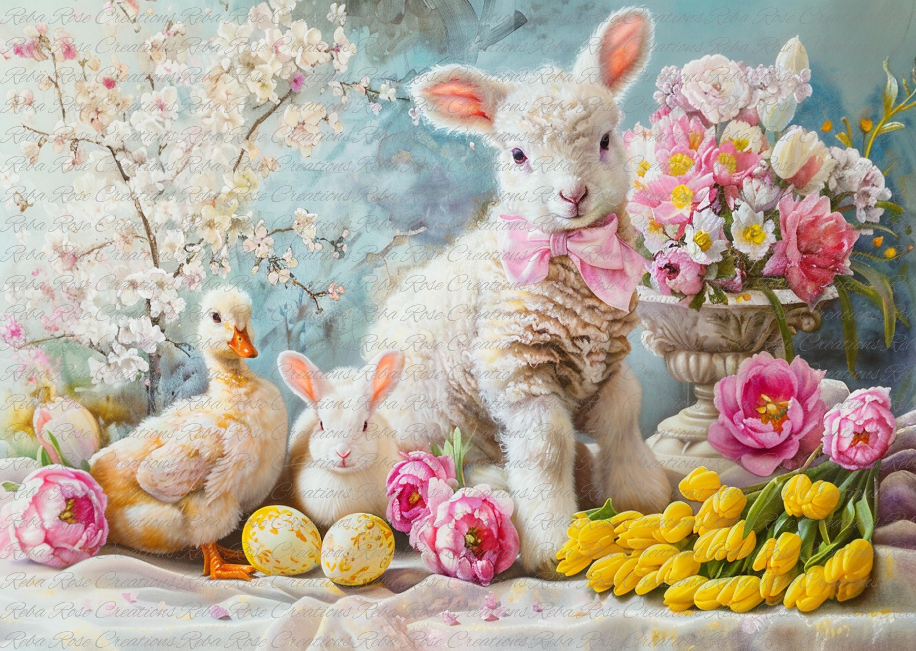 Sweet Easter Farm Animals Decoupage A4 Paper 1720 - Etsy
