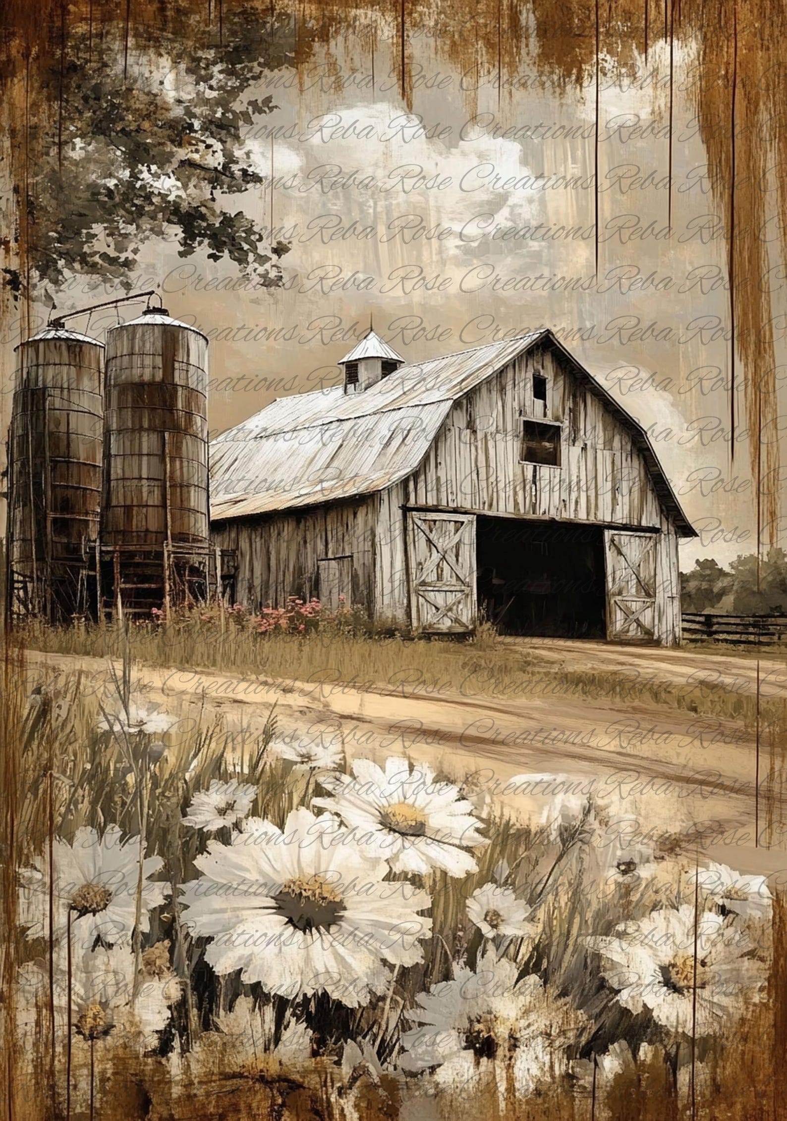 2261 Rustic Farmhouse Barn A4 Rice Paper - Etsy