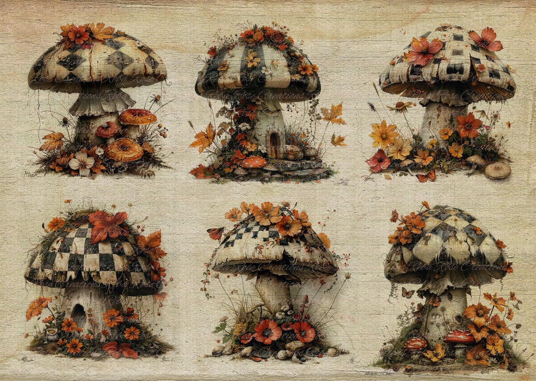 2239 Vintage Mushrooms Coaster A4 Rice Paper - Etsy