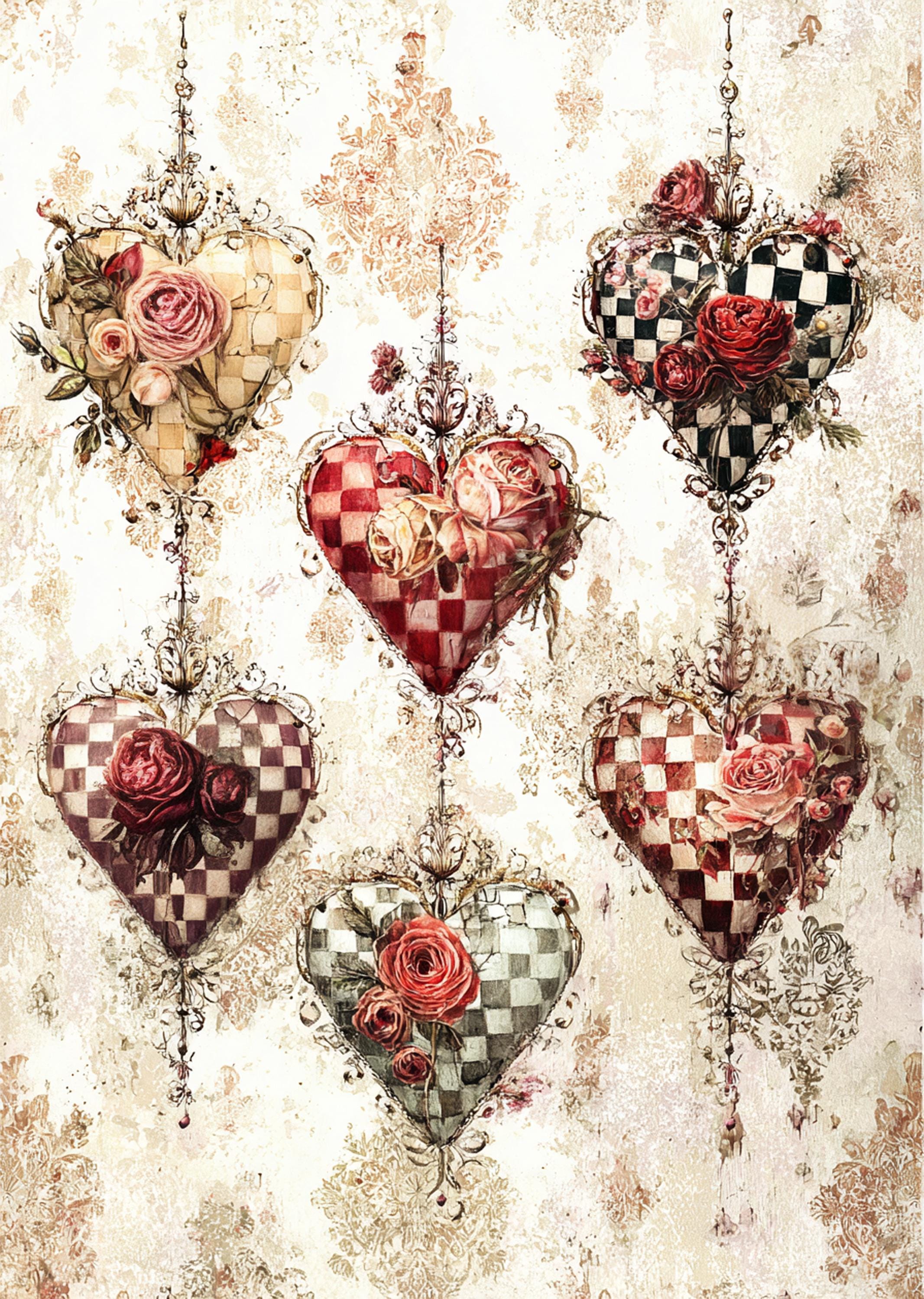2455 Floating Hearts A4 Rice Paper - Etsy