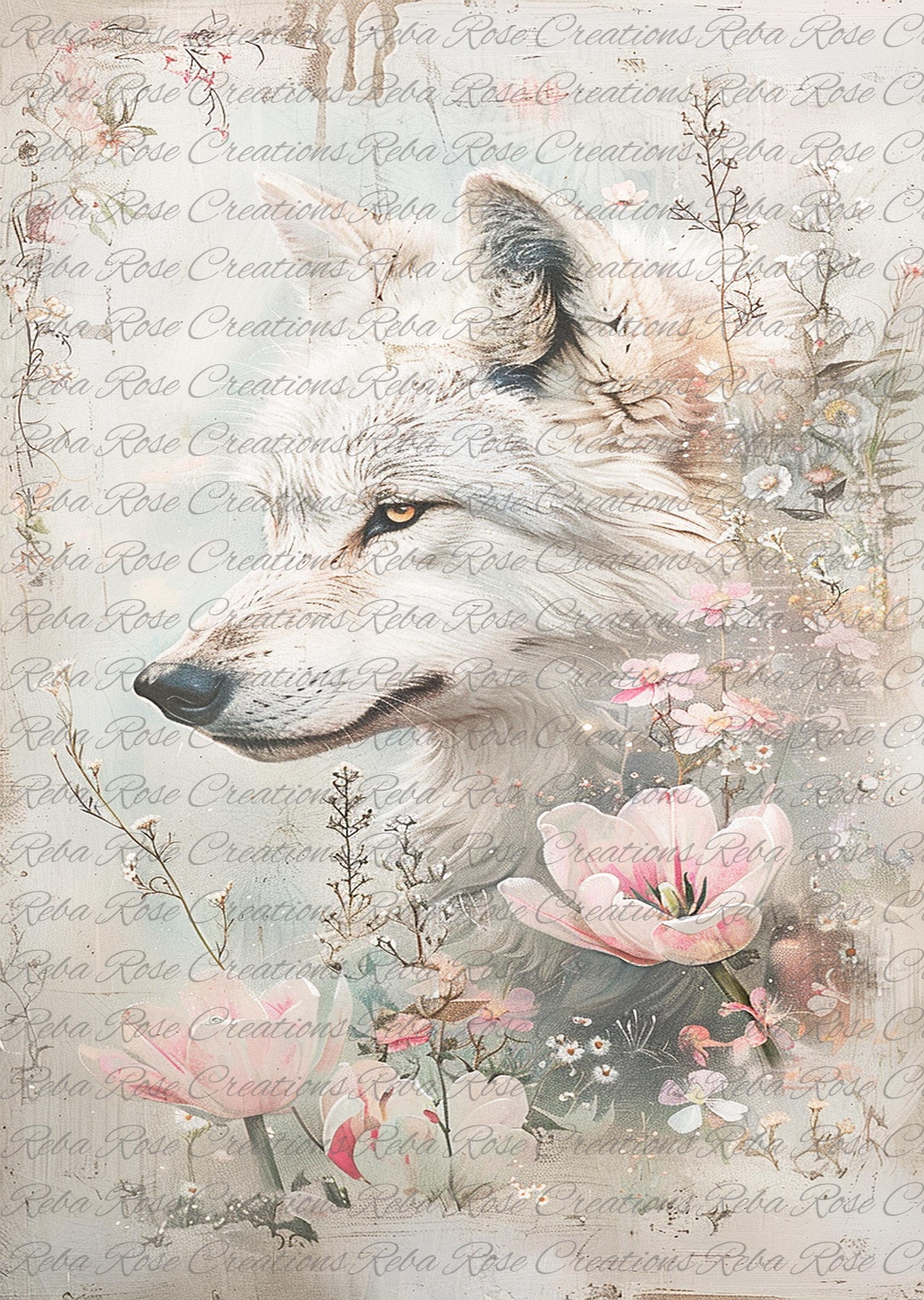1705 White Wolf A4 Decoupage Paper - Etsy
