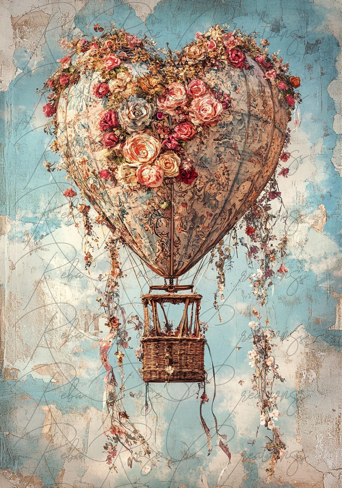 1470 Valentine Hot Air Balloon A4 Rice Paper - Etsy