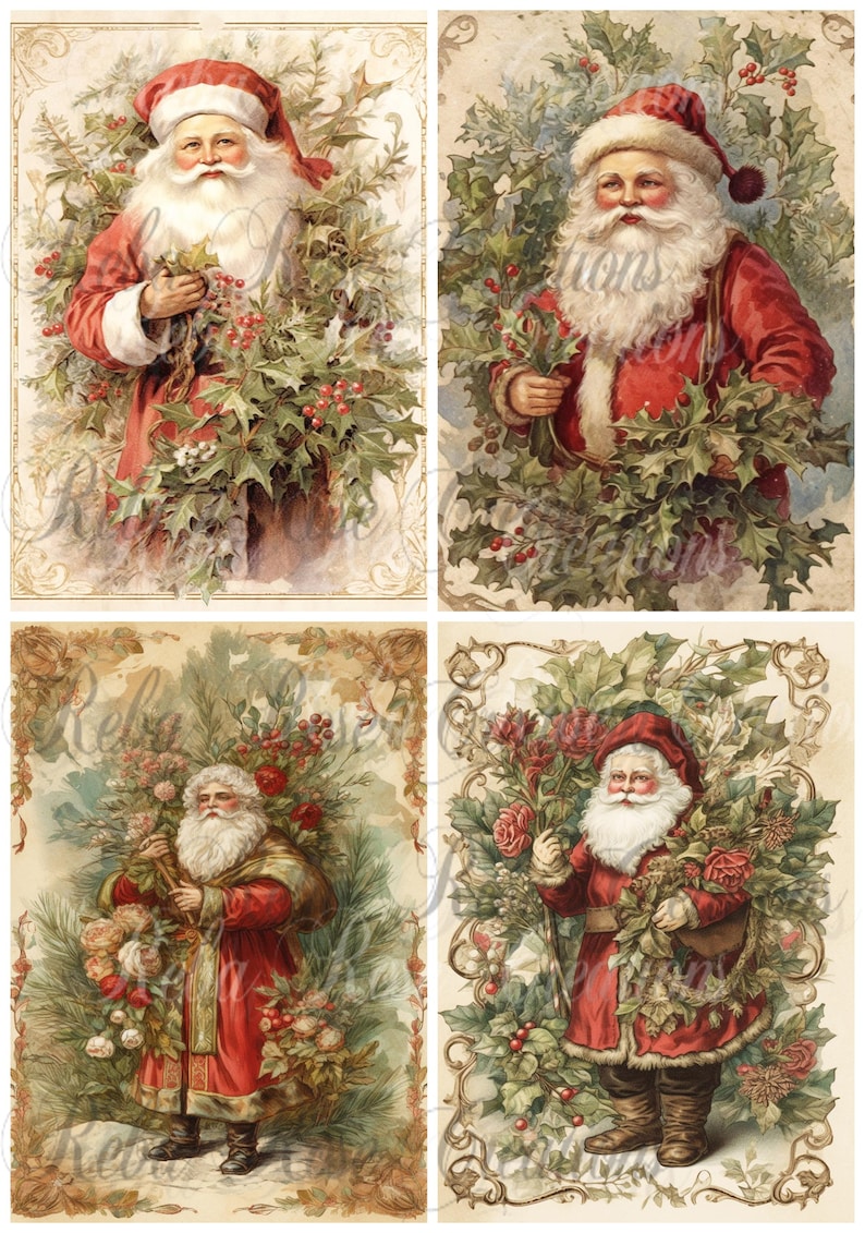 0424 Shabby Santa A4 Rice Paper 4 SQ for Coaster and Shell Crafting - Etsy