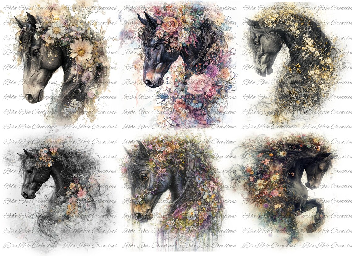 Black Horses A4 Coaster Rice Paper Cs-27/black Horses A4 Deoucpage ...