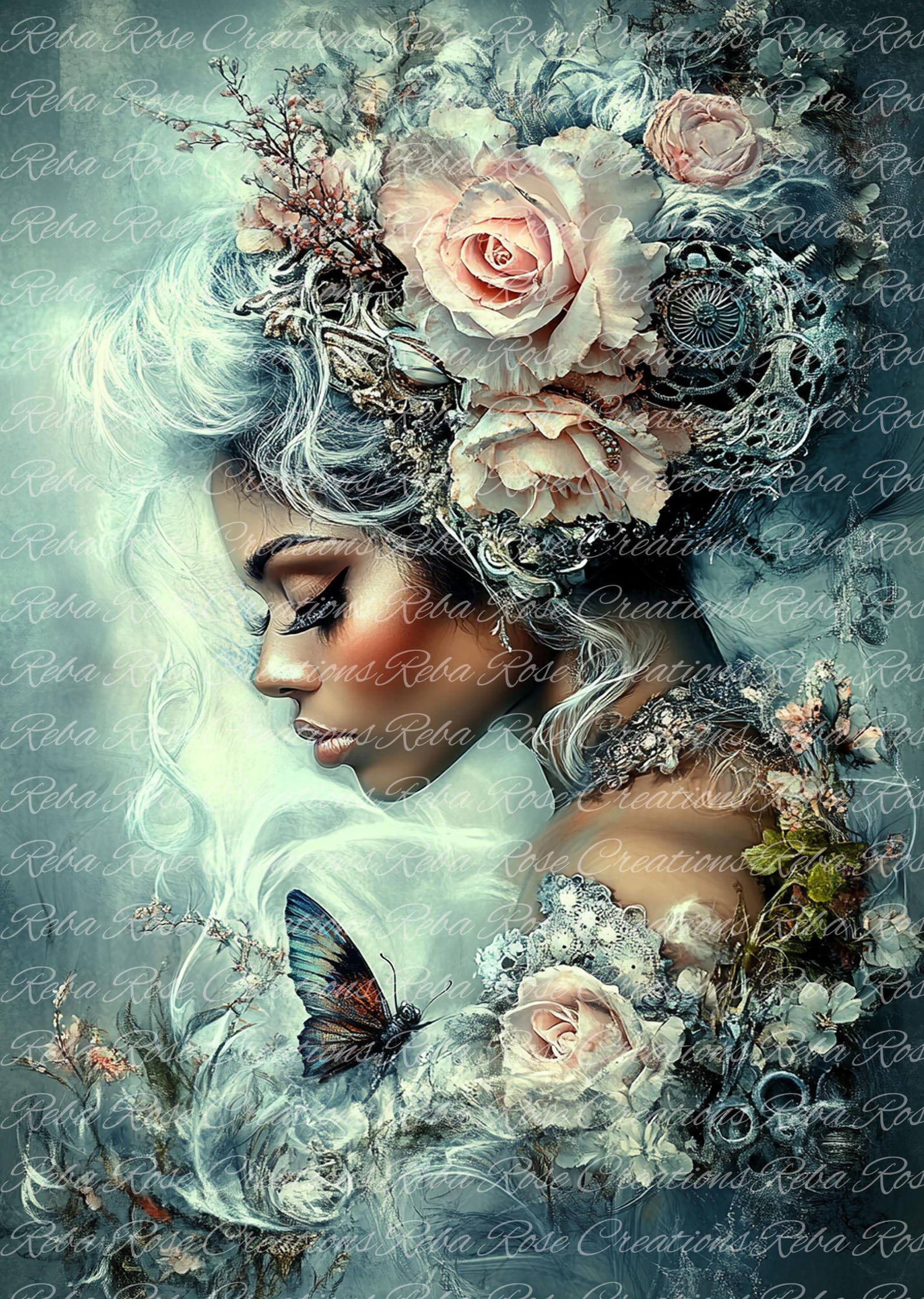 Elegant Steampunk Beauty A4 Decoupage Paper 1834/ Elegant Steampunk ...