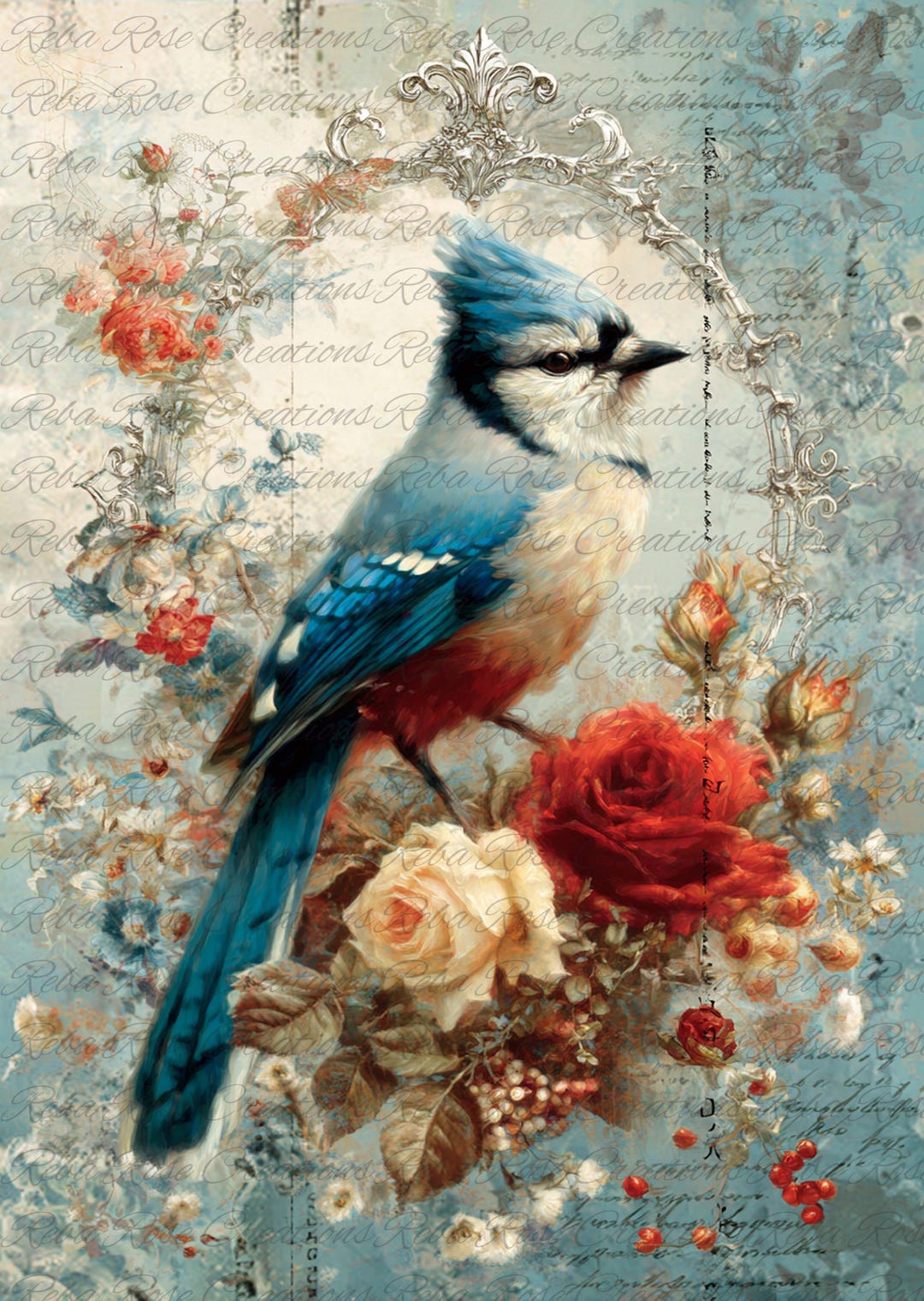 2425 Blue Reverie Jay A4 Rice Paper - Etsy