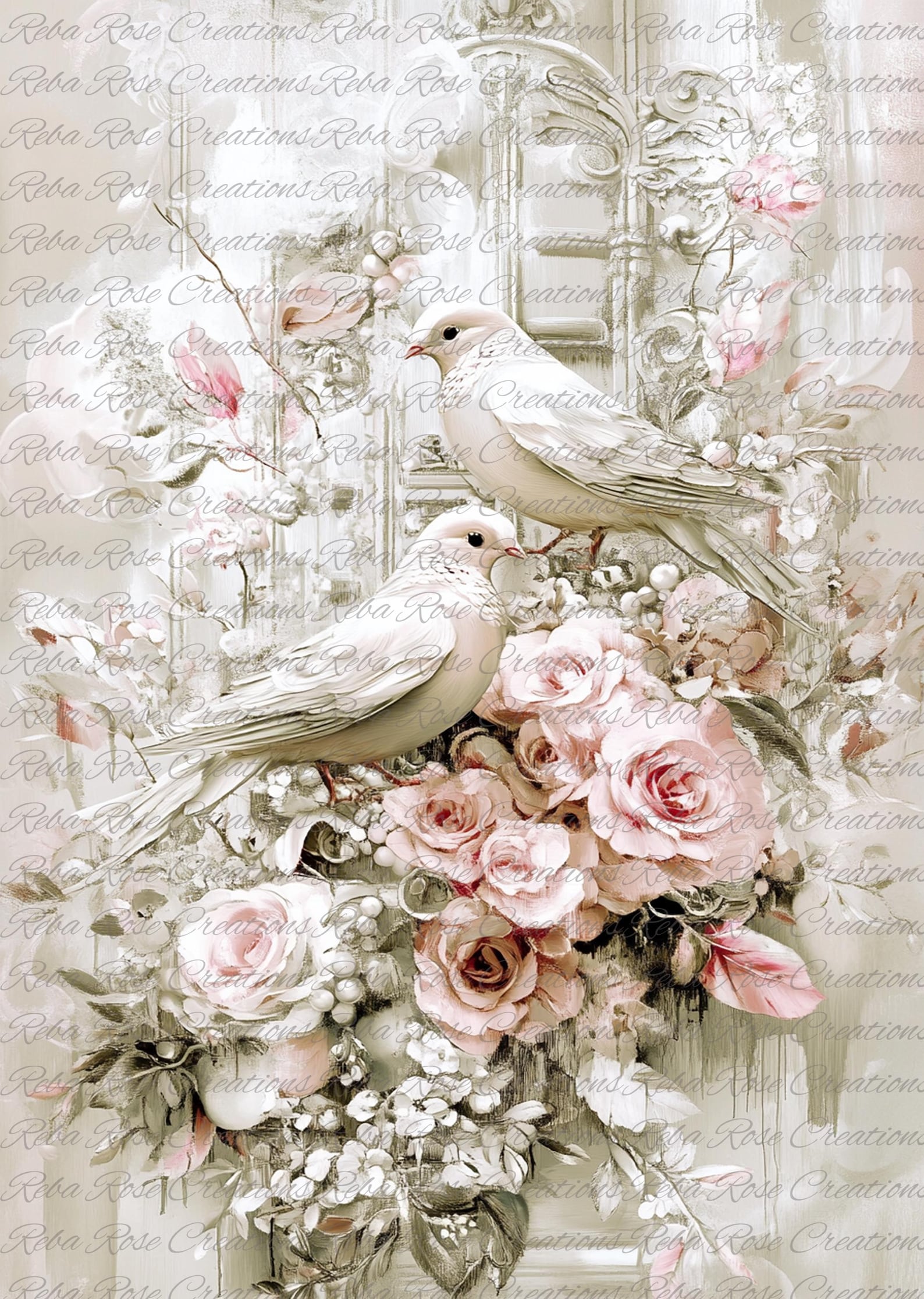 2100 White Victorian Doves A4 Rice Paper - Etsy