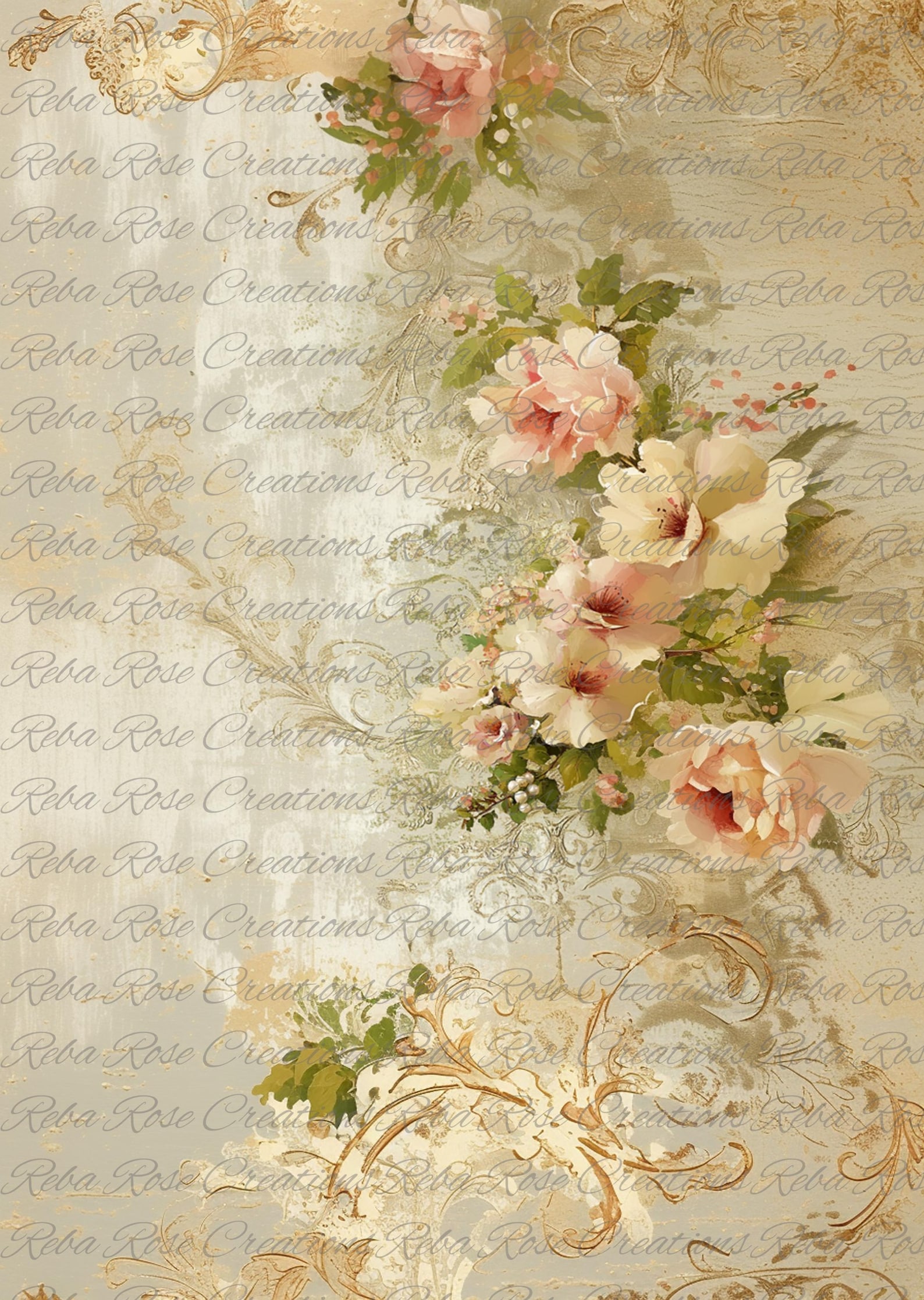 Beautiful Cream Flowers A4 Rice Paper 1811/beautiful Cream Flower A4 ...