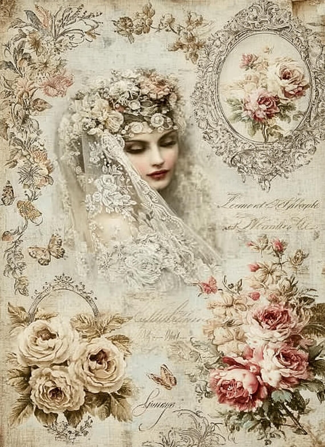 2475 Romantic Lace Collage A4 Decoupage Paper - Etsy