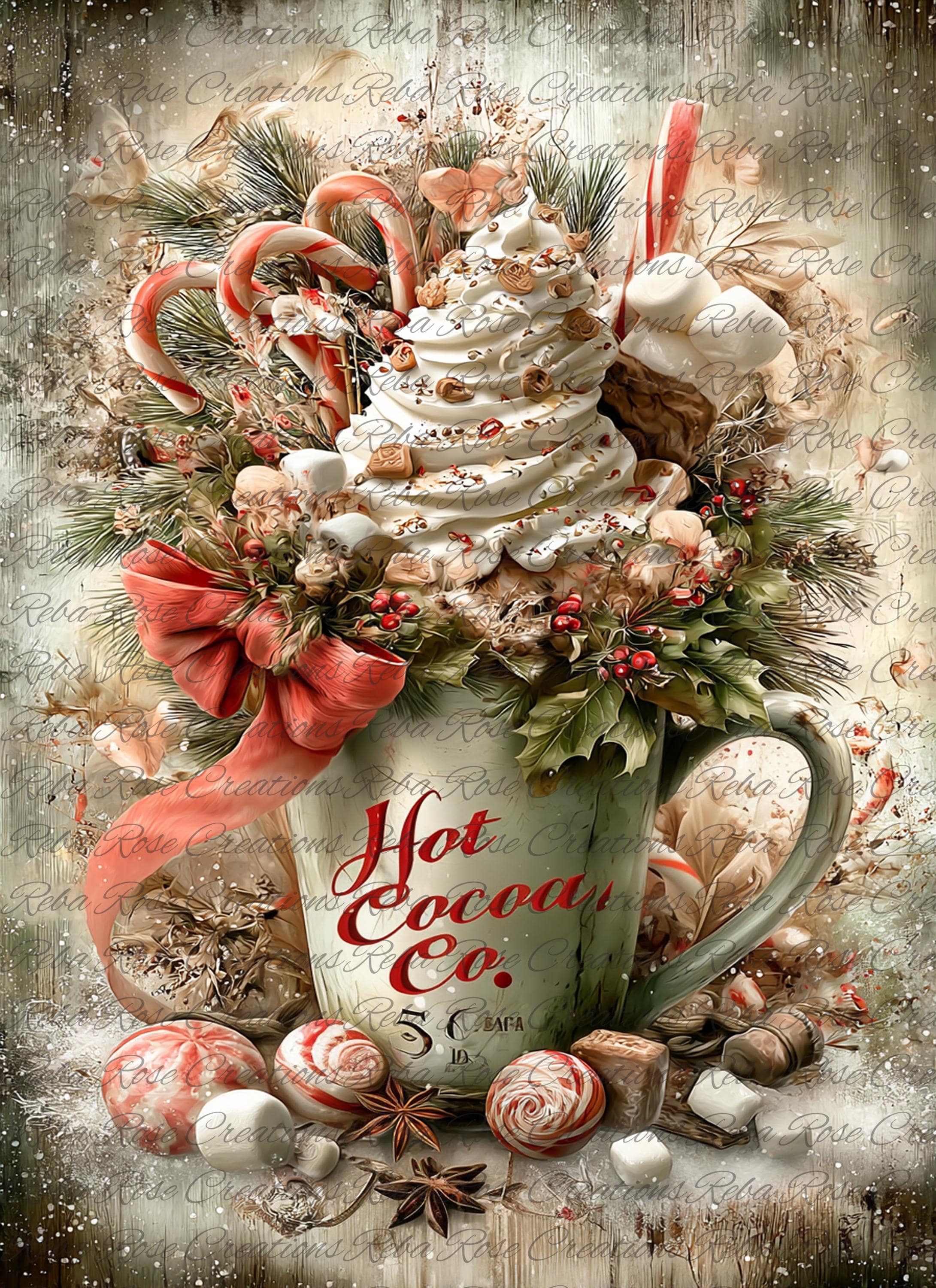 2322 Christmas Hot Cocoa A4 Rice Paper - Etsy