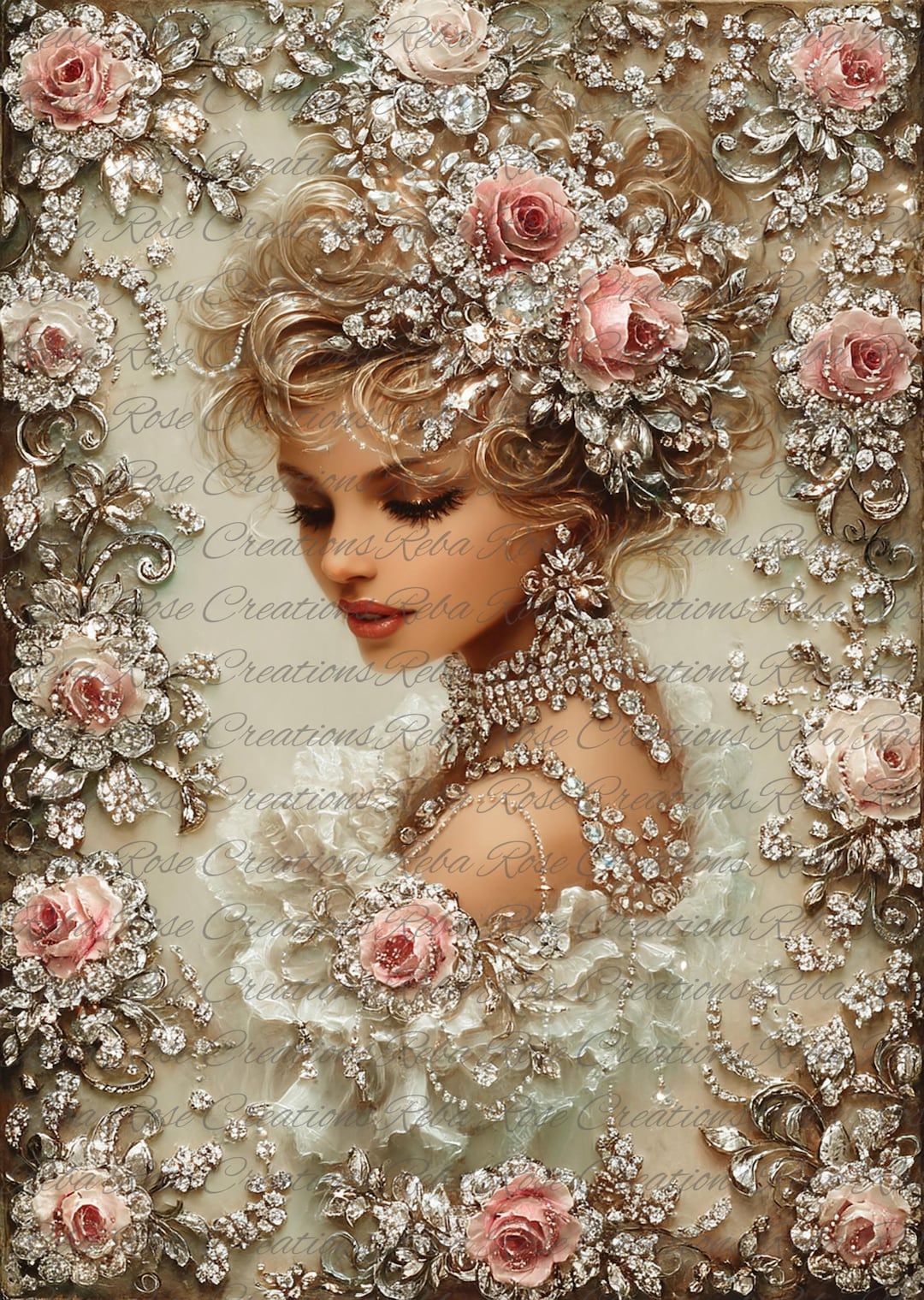 Blinged Beauty A4 Rice Paper 1860/blinged Beauty Decoupage Paper 1860 - Etsy