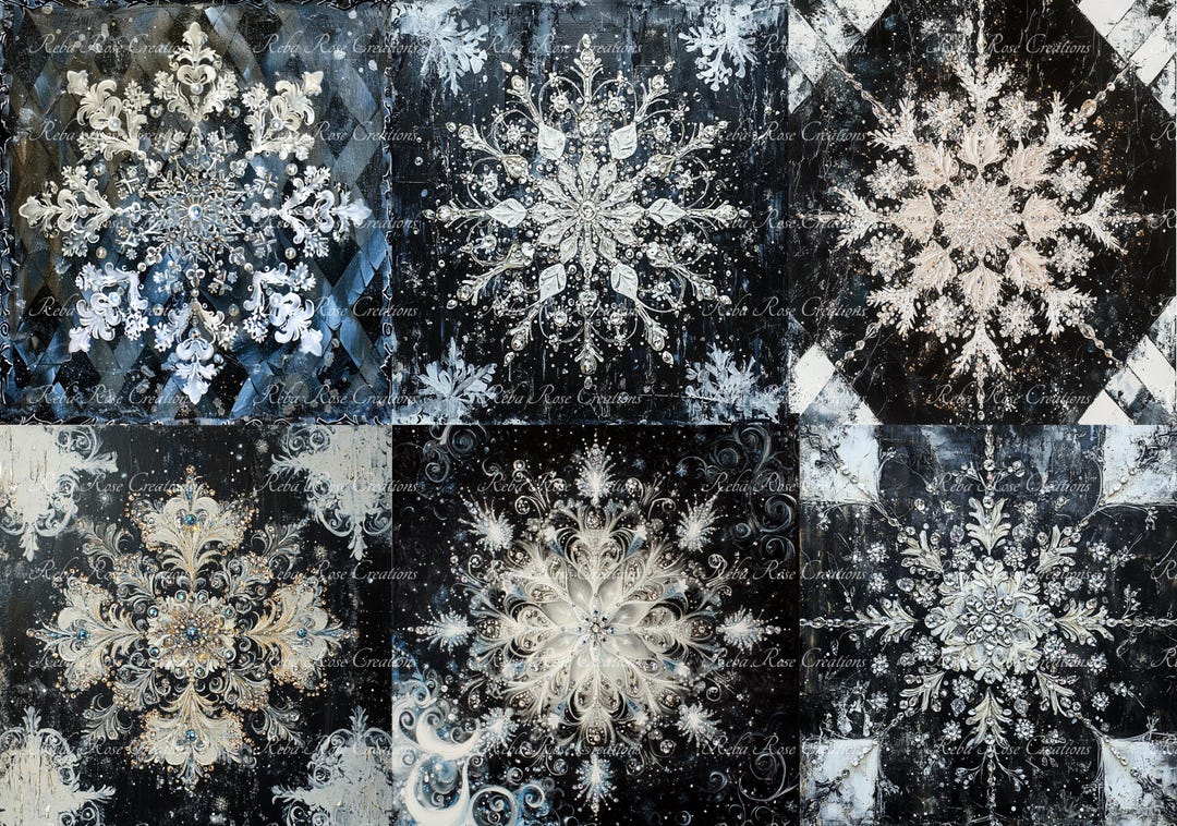 1534 Sparkle Snowflake A4 Rice Paper Coaster or Shell Paper - Etsy