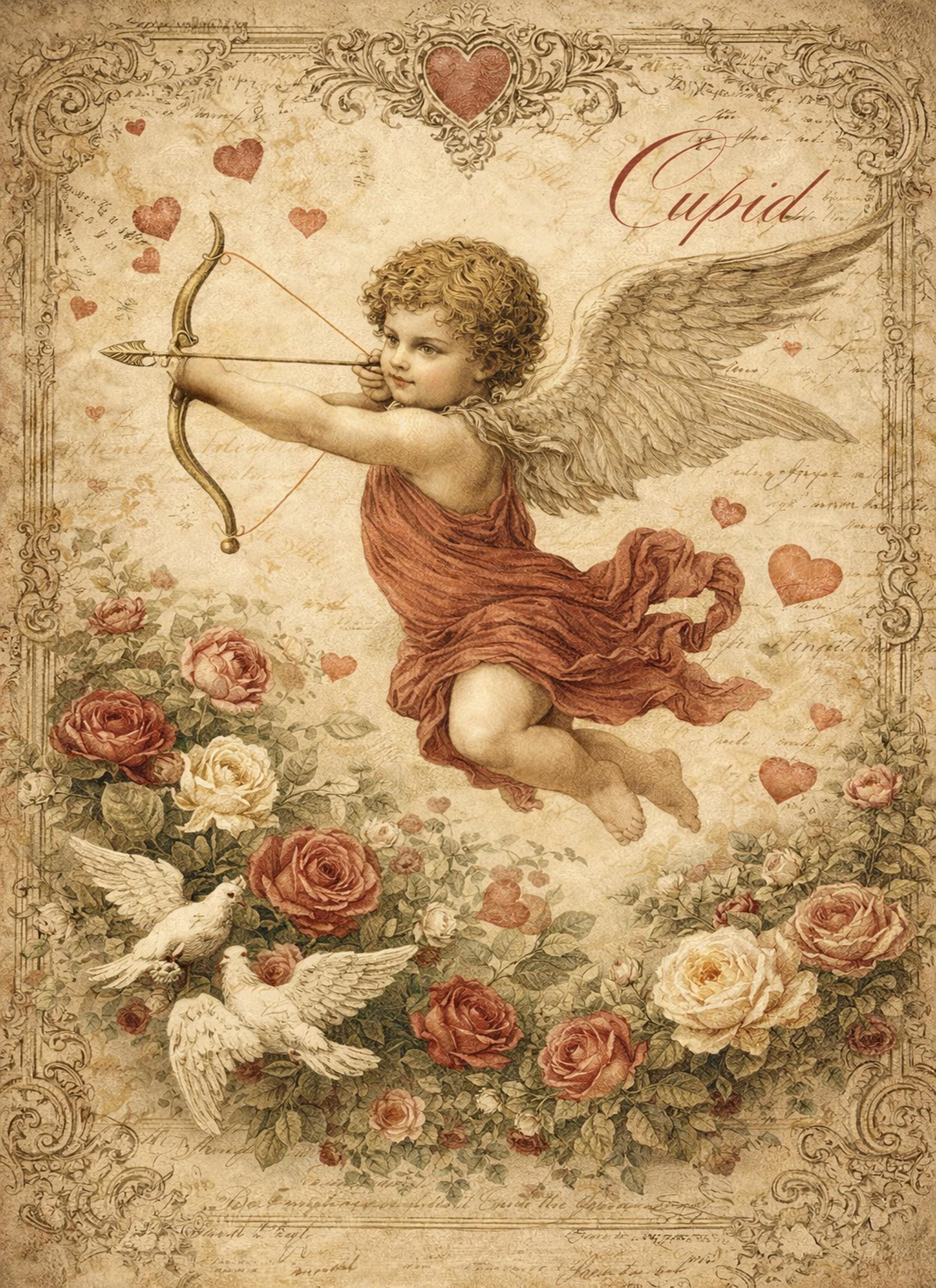 2439 Valentine's Cupid A4 Rice Paper - Etsy