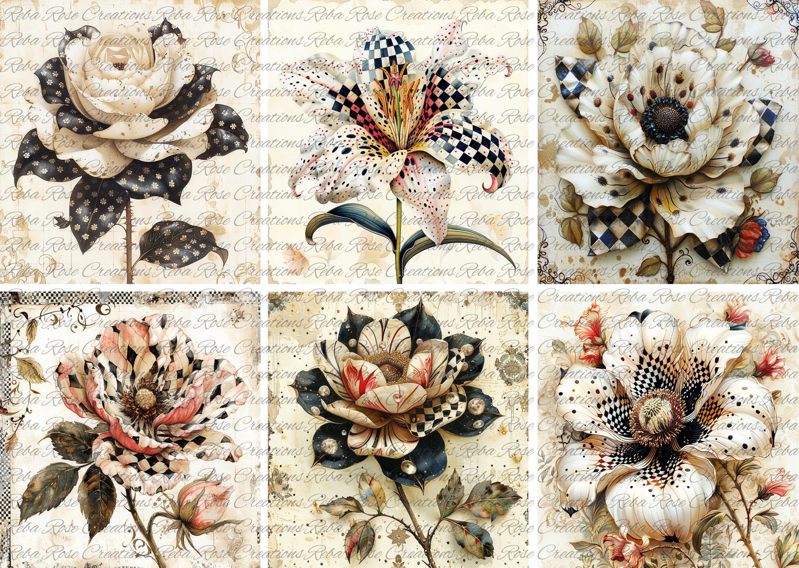 CS-55 Pattern Flowers Coaster A4 Rice Paper - Etsy