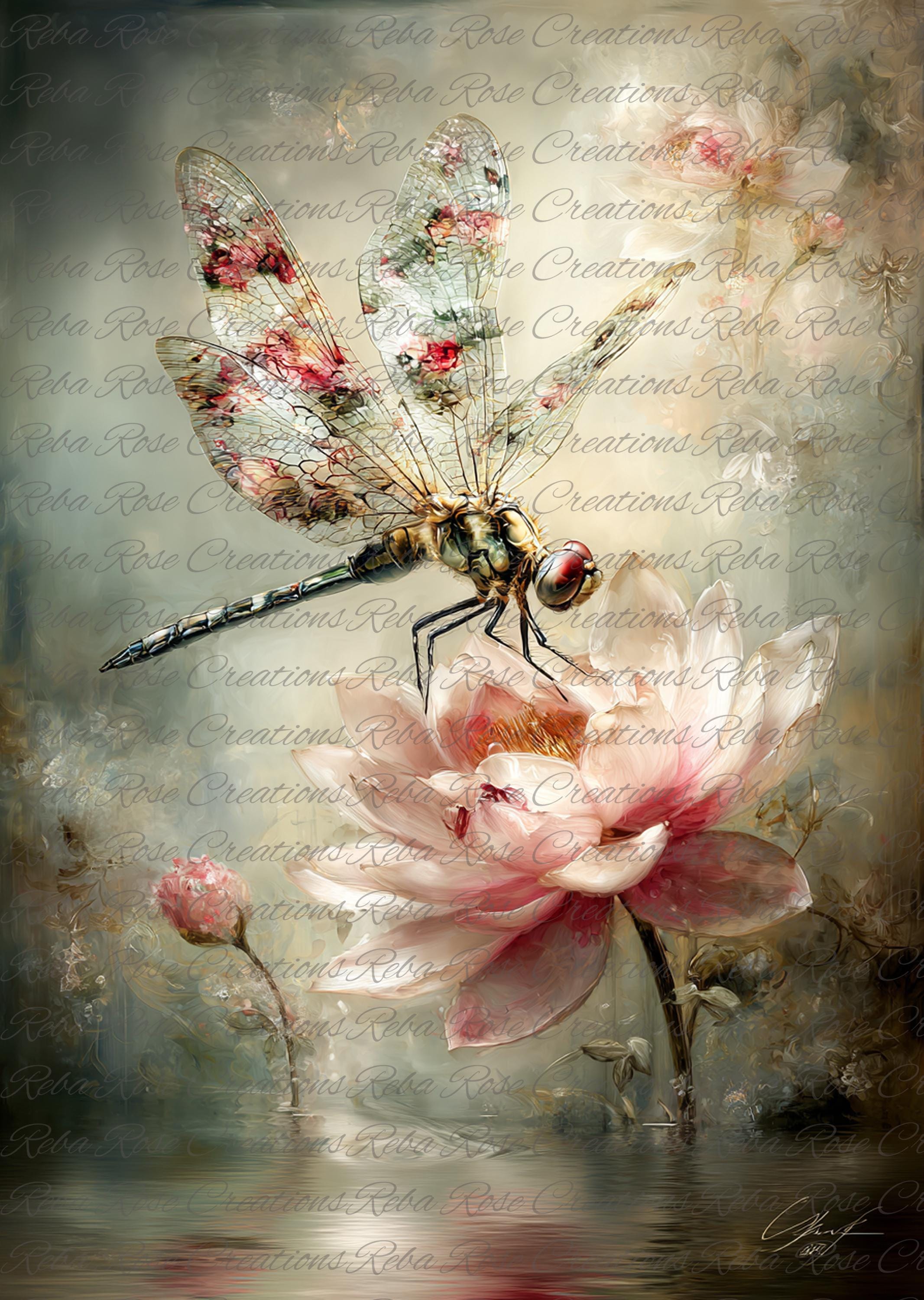 2127 Lotus Fairy Dragonfly A4 Rice Paper - Etsy