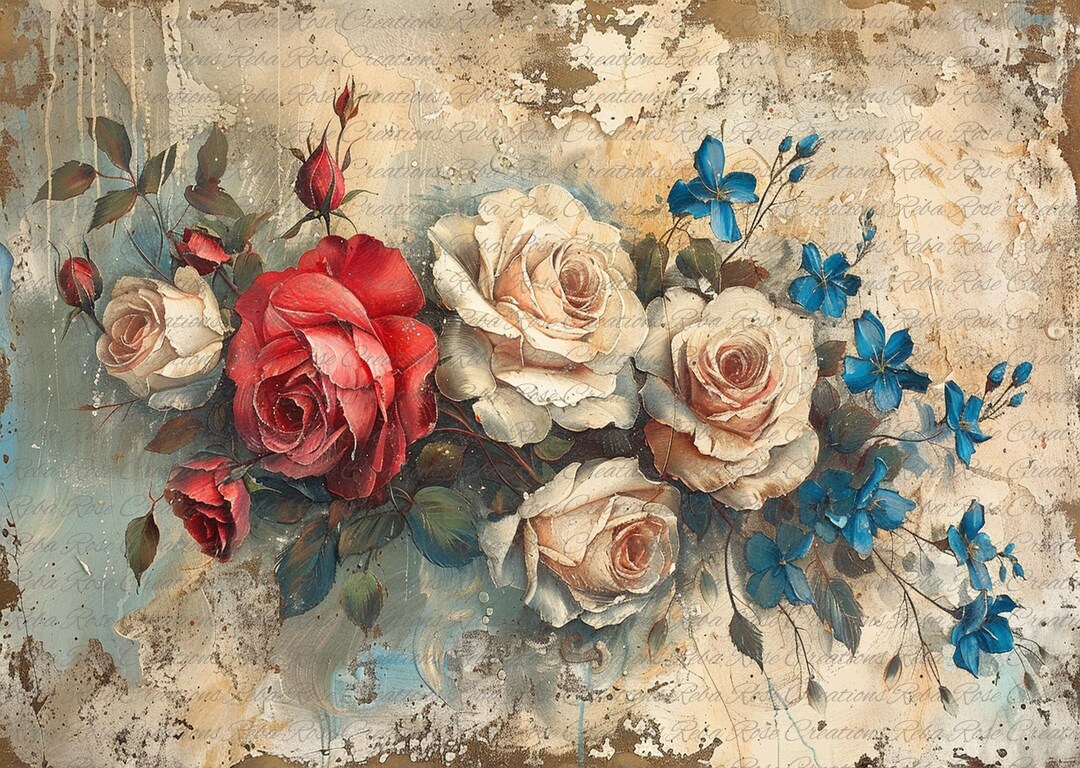 July Roses A4 Decoupage Paper 1823/july Roses A4 Rice Paper for ...