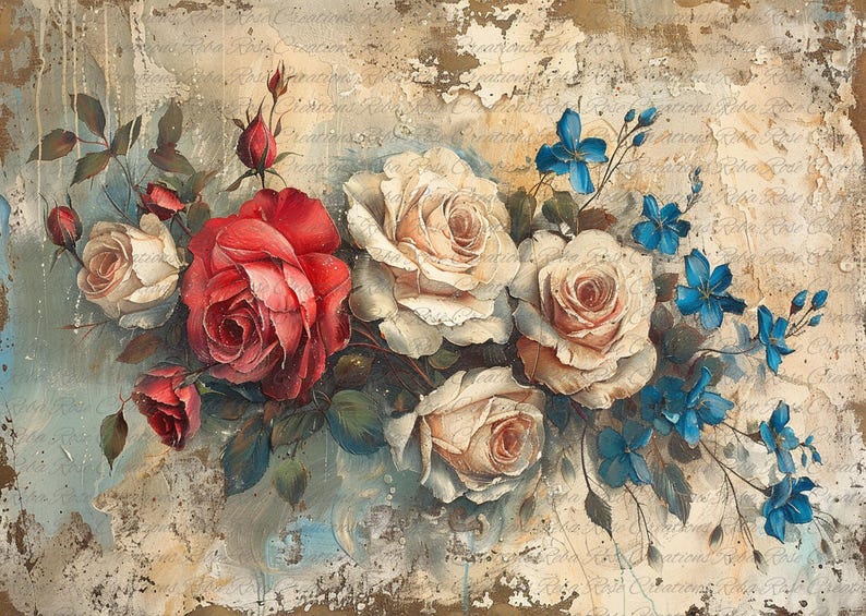 July Roses A4 Decoupage Paper 1823/july Roses A4 Rice Paper for ...