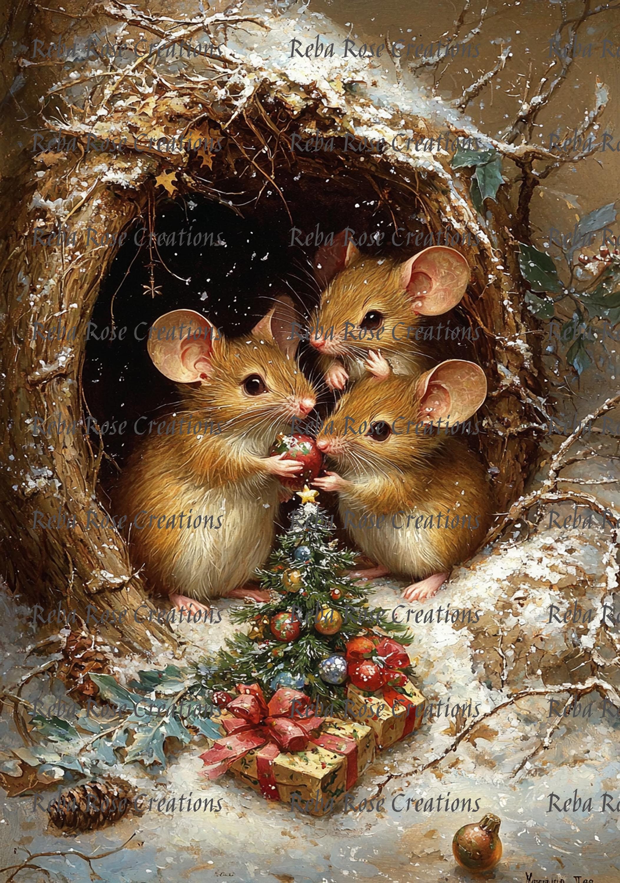 1340 Christmas Mice A4 Rice Paper - Etsy