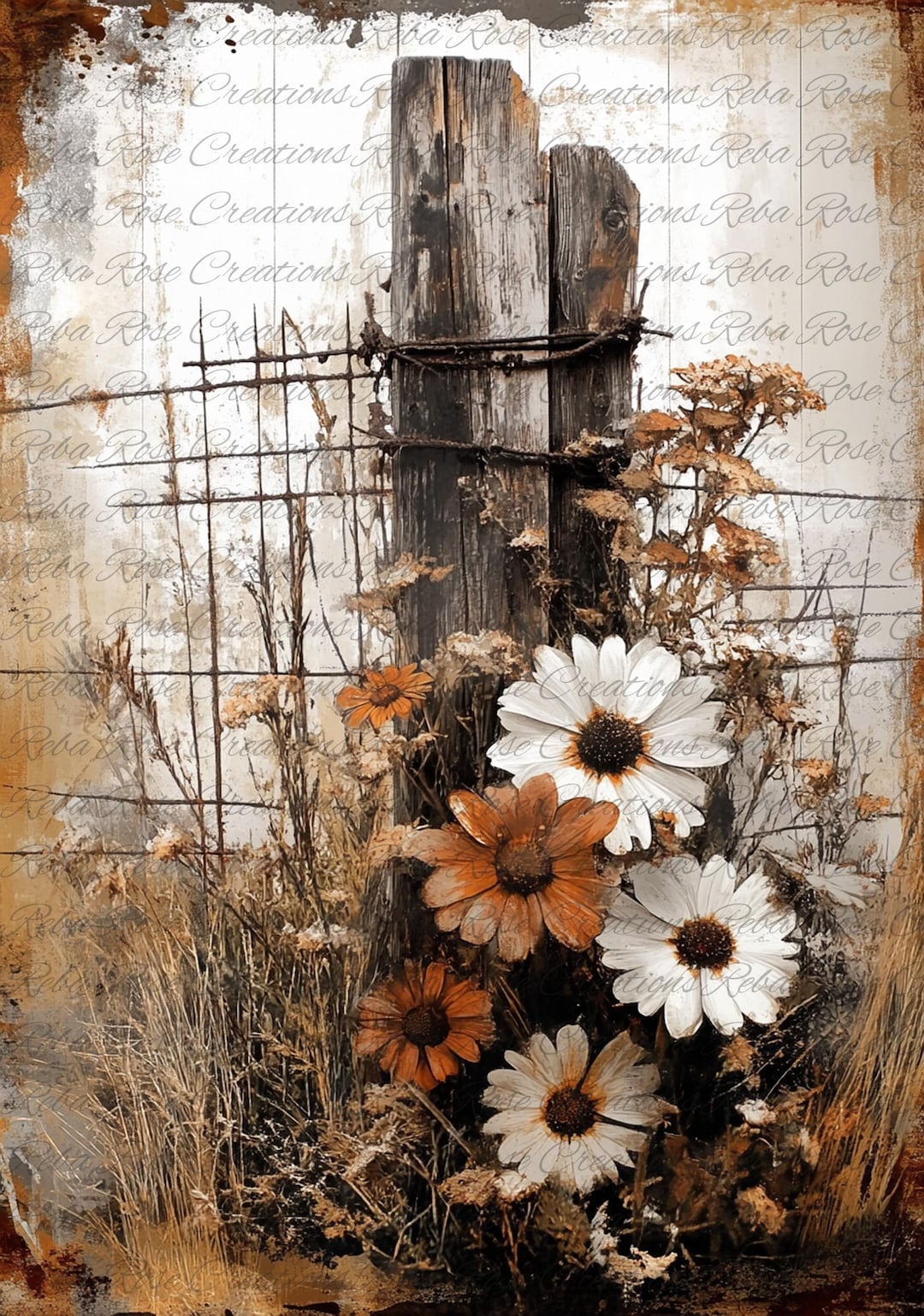 2260 Rustic Farmhouse Fence Post A4 Rice Paper - Etsy