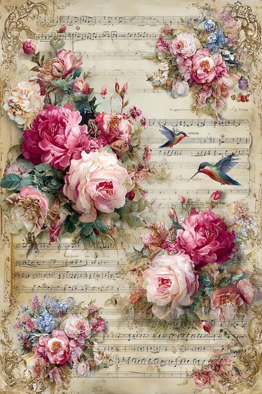 2467 Musical Hummingbirds A4 Rice Paper - Etsy