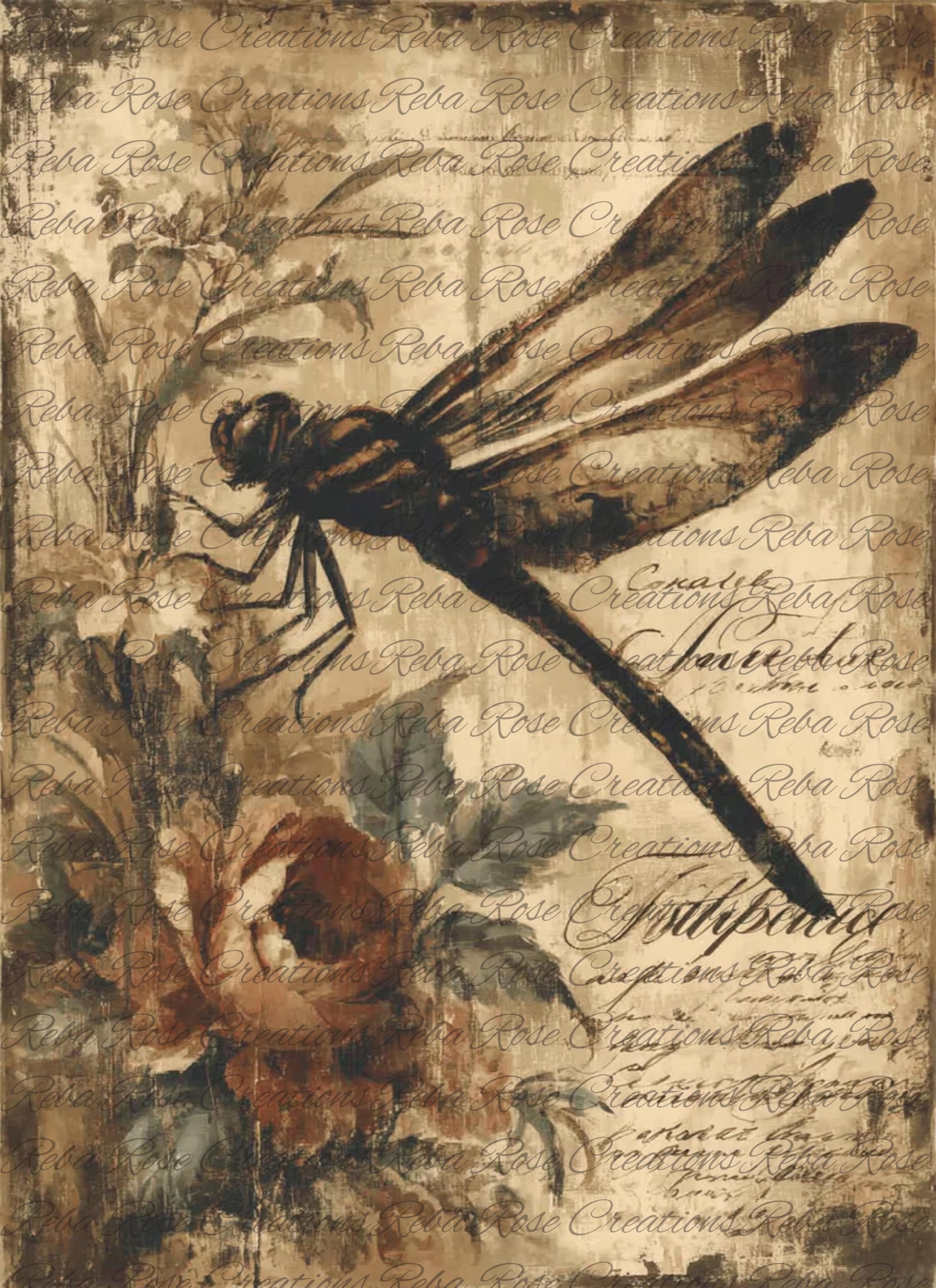 2014 Faded Farmhouse Dragonfly A4 Rice Paper - Etsy