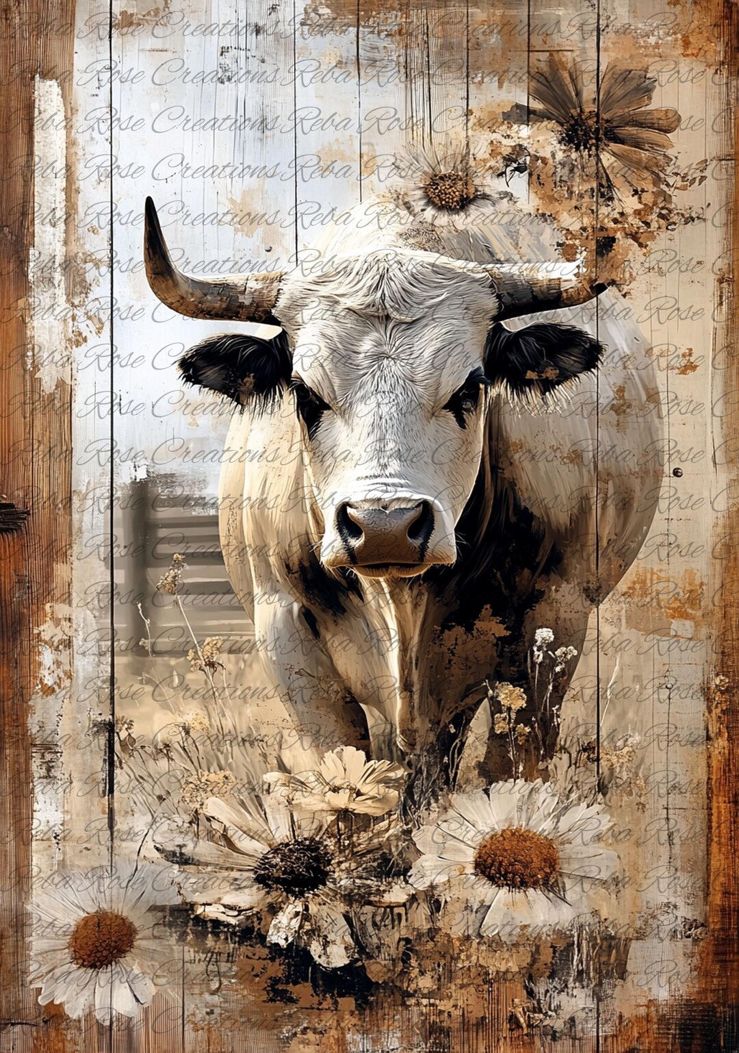 2275 Rustic Farmhouse Highlander Bull A4 Rice Paper - Etsy