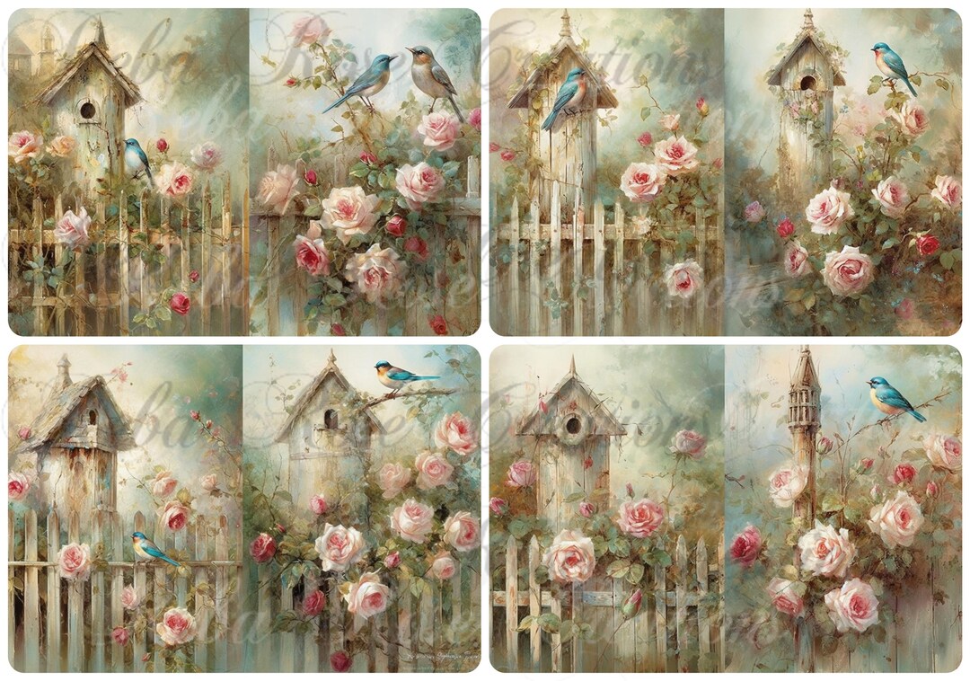 0322 Spring Bird Houses A4 Rice Paper - Etsy