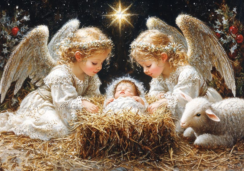 1393 Angel Nativity A4 Rice Paper - Etsy
