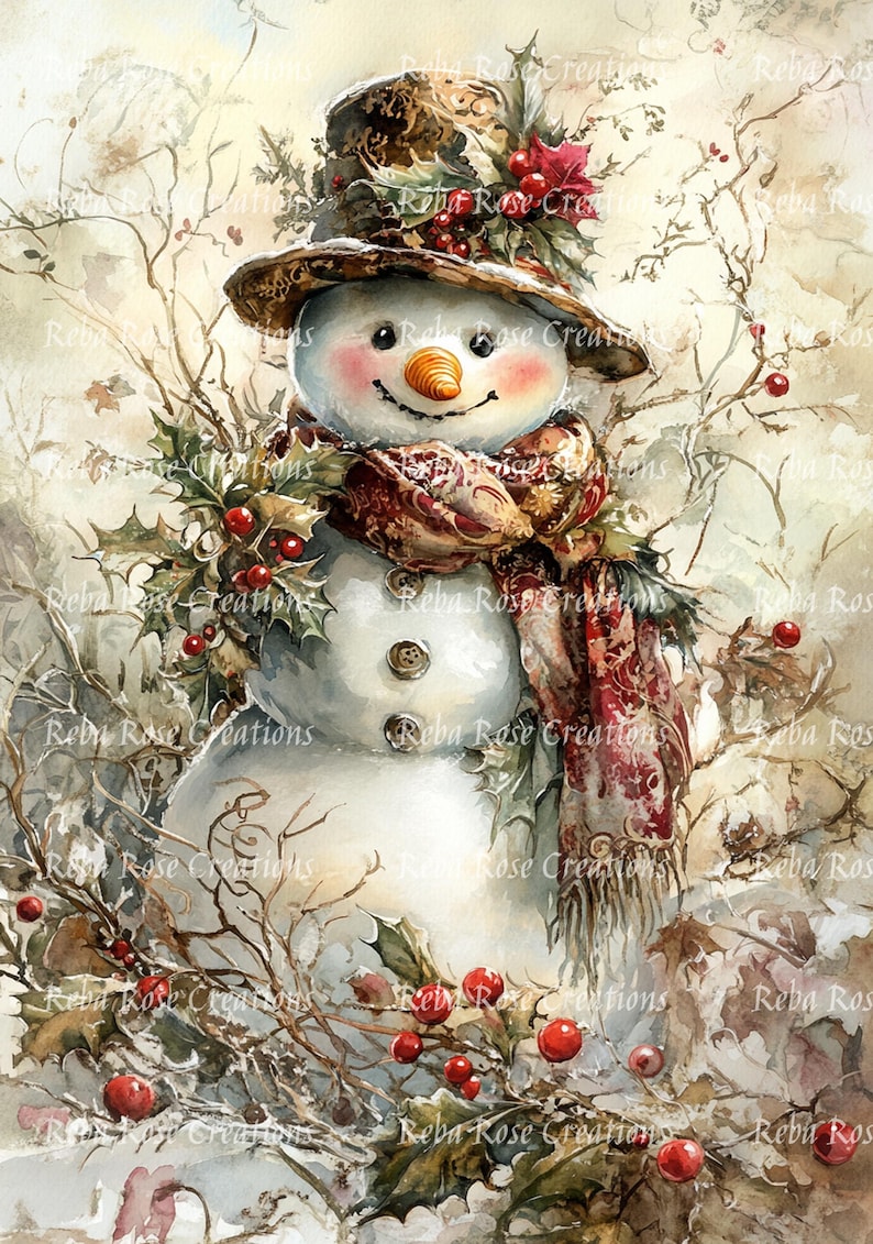 Christmas Snowman A4 Rice Paper 1303/A4 Decoupage Paper Christmas ...