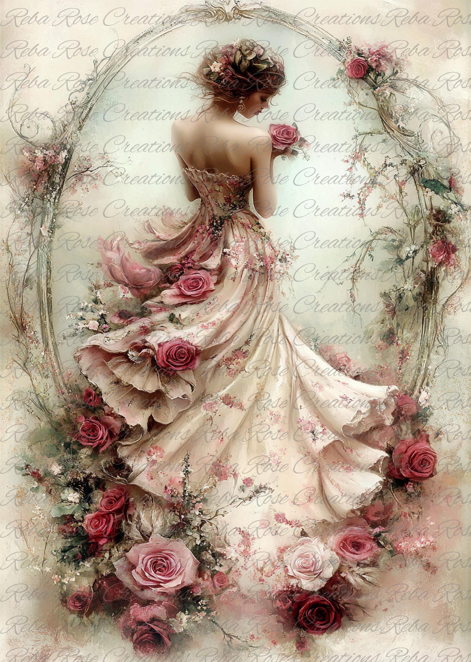 Beautiful Beauty Maiden A4 Rice Paper 1920/A4 Decoupage Paper Beautiful ...