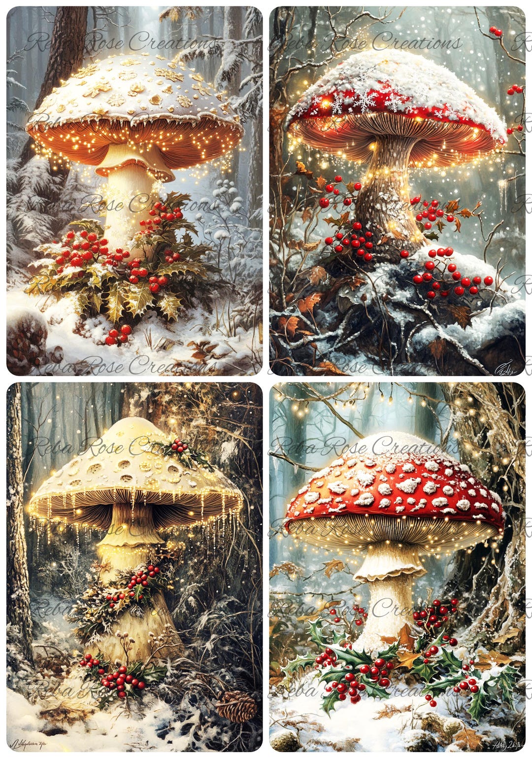 1374 Christmas Mushroom A4 Rice Paper for Coasters or Shells - Etsy