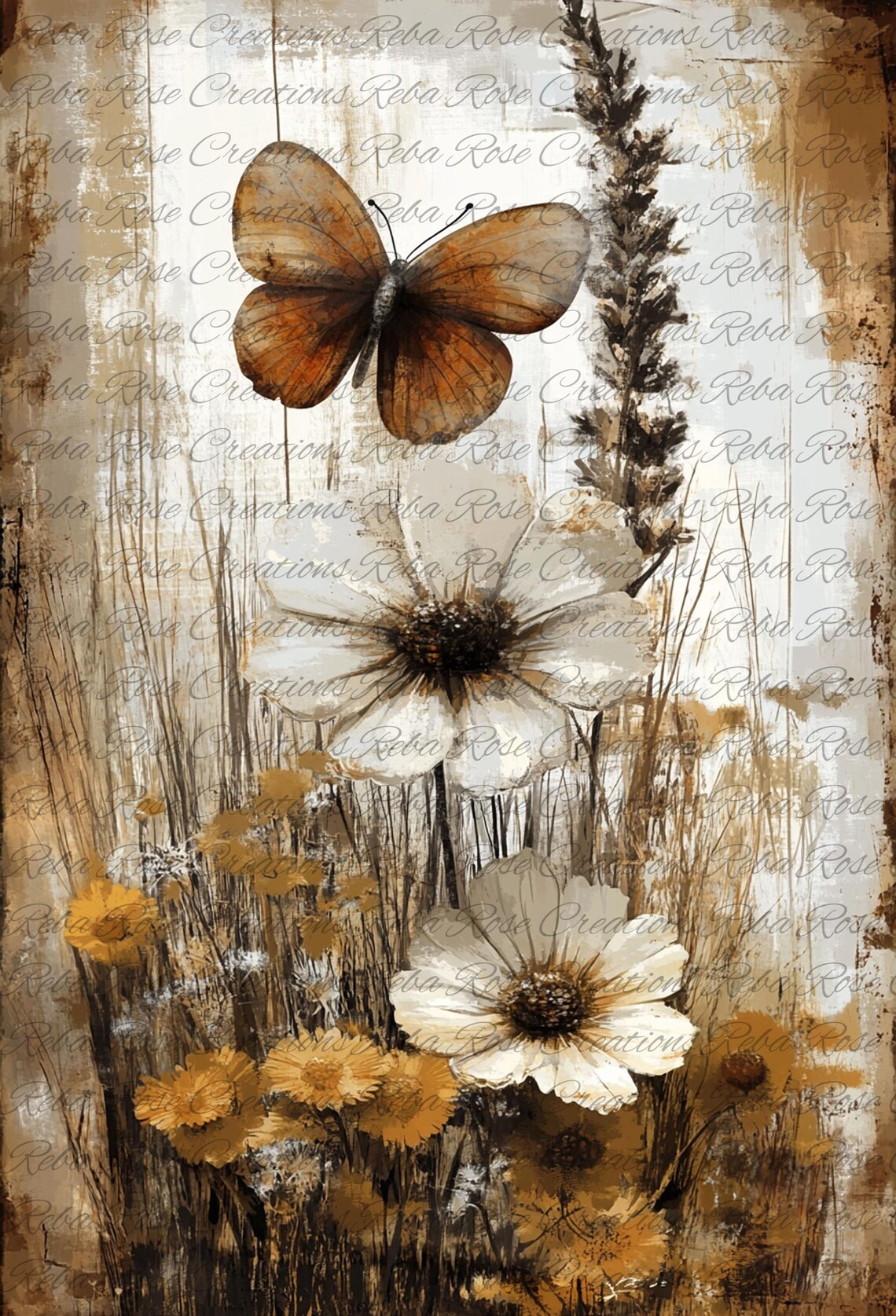 2264 Rustic Farmhouse Flowers A4 Rice Paper - Etsy