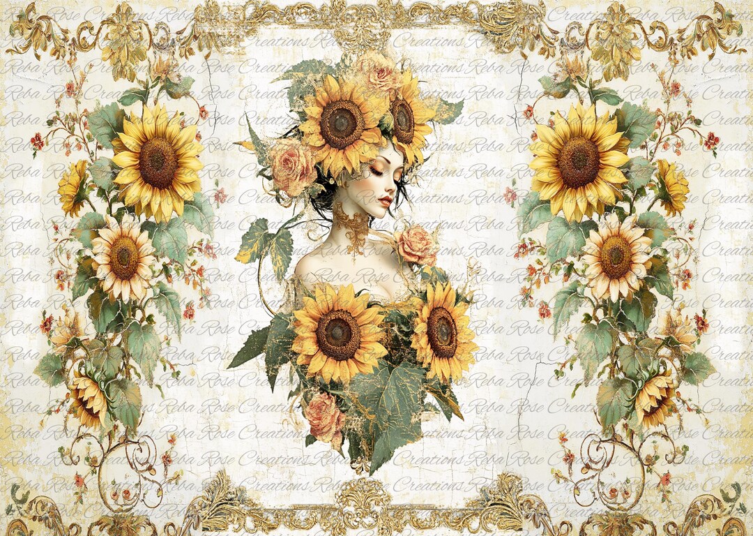 1783 Sunflower Effiery Collage A4 Rice Paper - Etsy