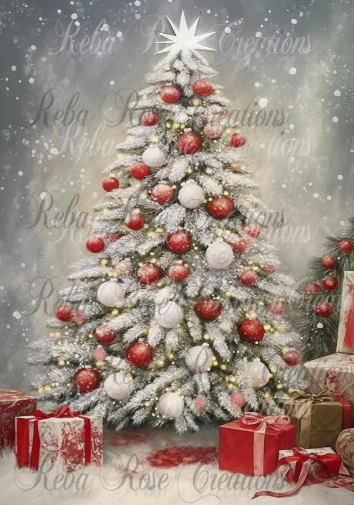 0421 Red & White Christmas A4 Rice Paper - Etsy